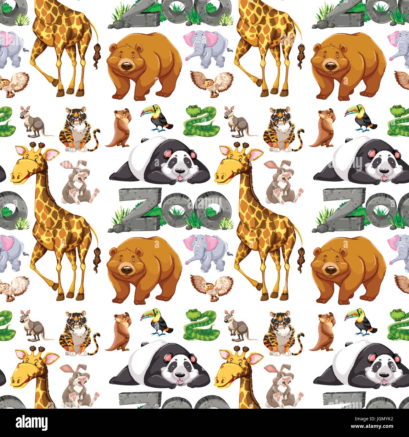 Seamless background design with wild animals illustration Stock Vector ...