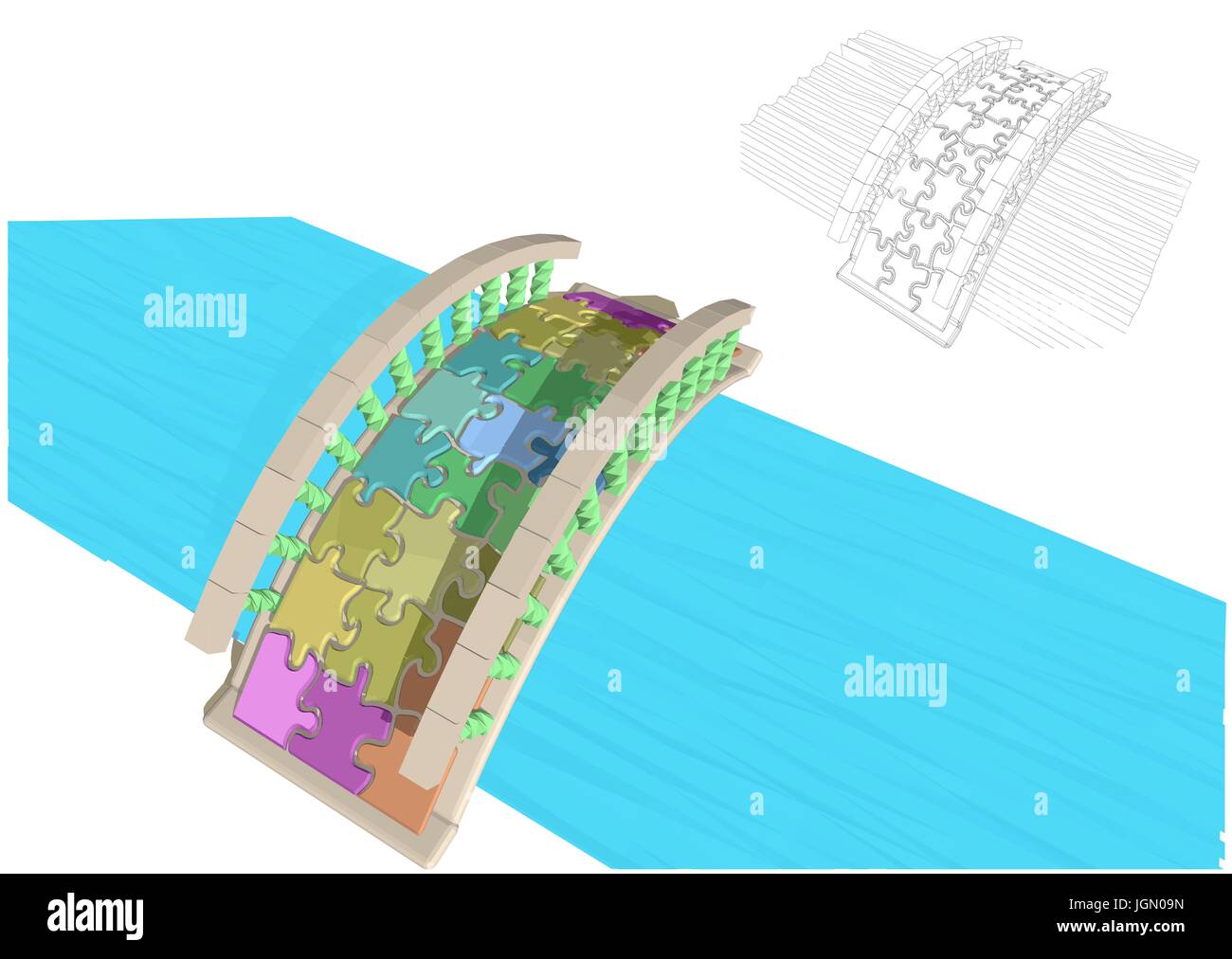 Abstract river bridge isolated on white background Stock Vector Image ...