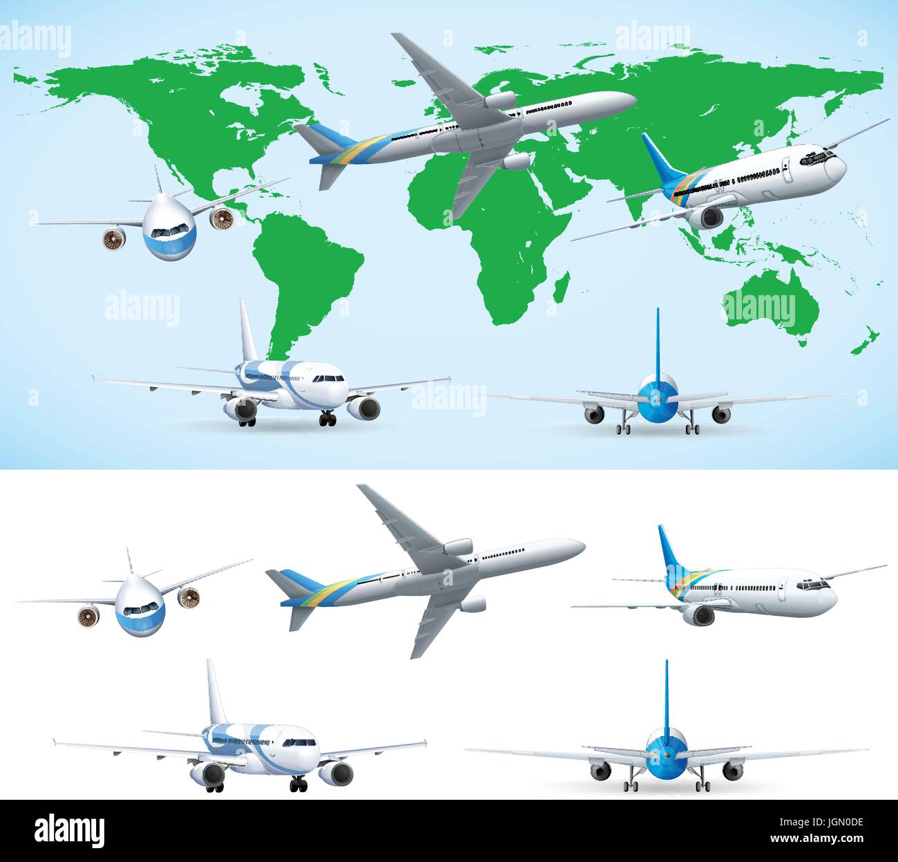 Airplane flying over world map illustration Stock Vector Image & Art ...