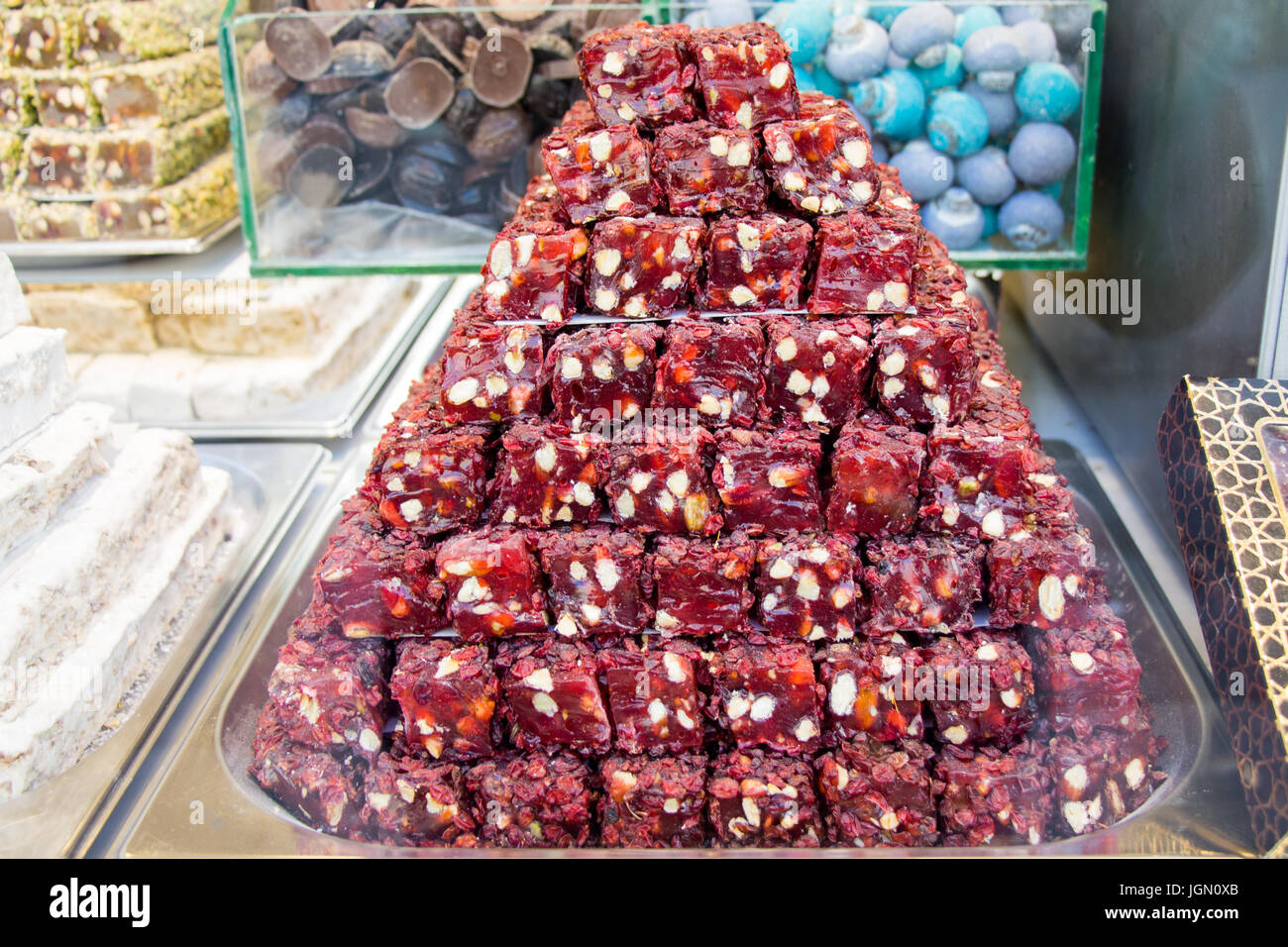 Load of traditional turkish delight rahat lokum Stock Photo - Alamy