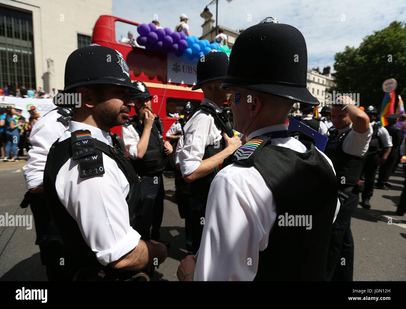 Police officers at the Pride in London Parade in central London Stock ...