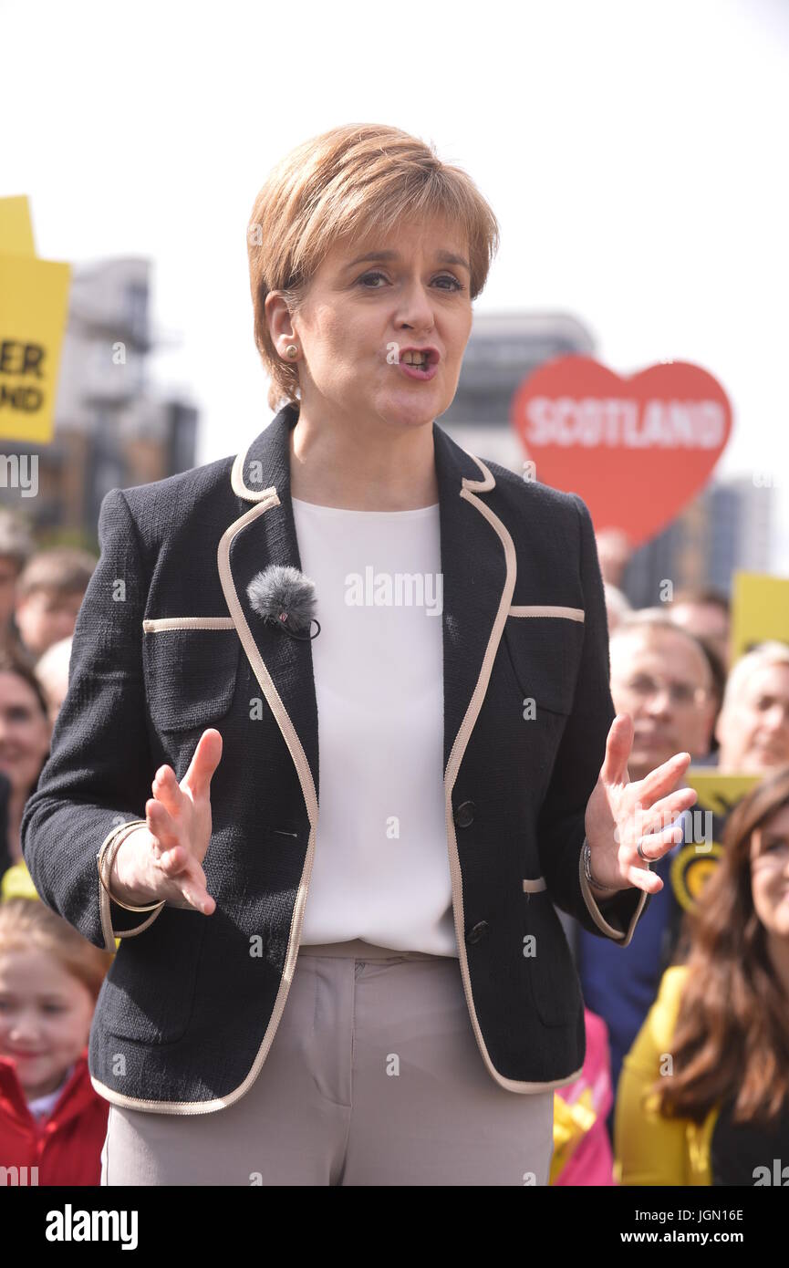 SNP Leader Nicola Sturgeon on the campaign trail on the eve of polling ...