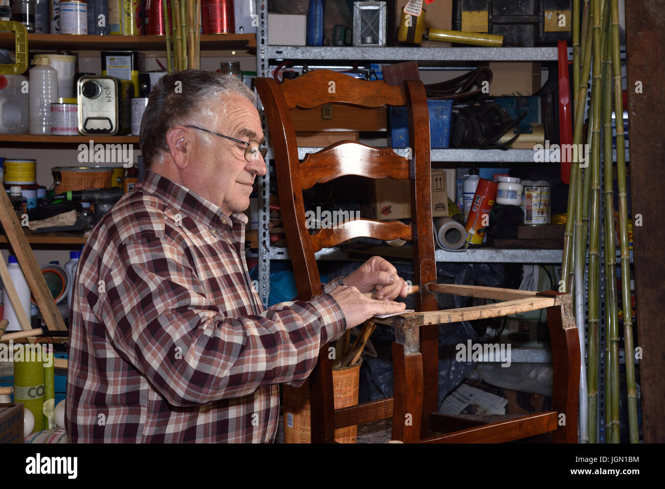 Senior carpenter restoring old hi-res stock photography and images - Alamy
