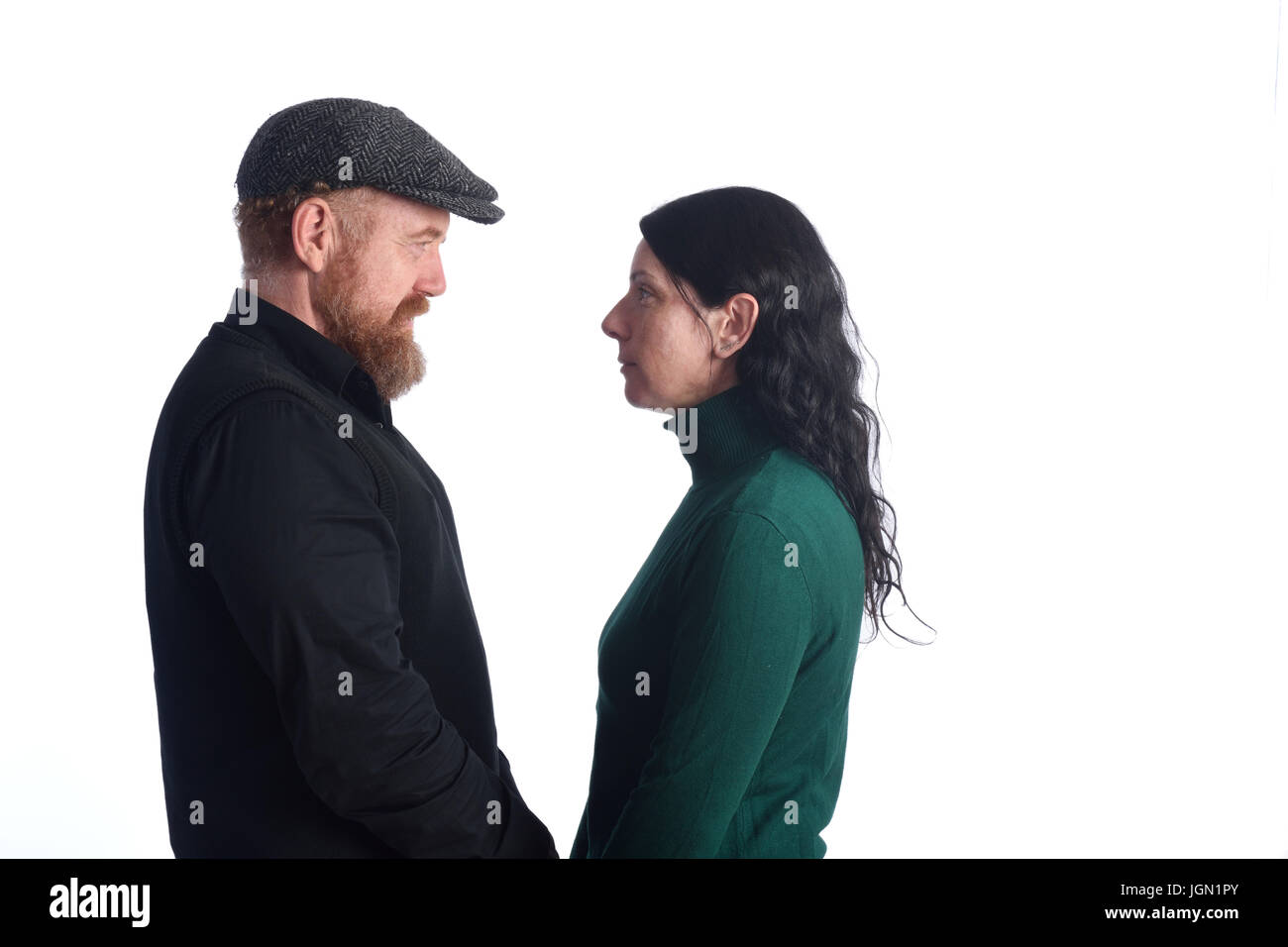 Couple in love with white background Stock Photo - Alamy