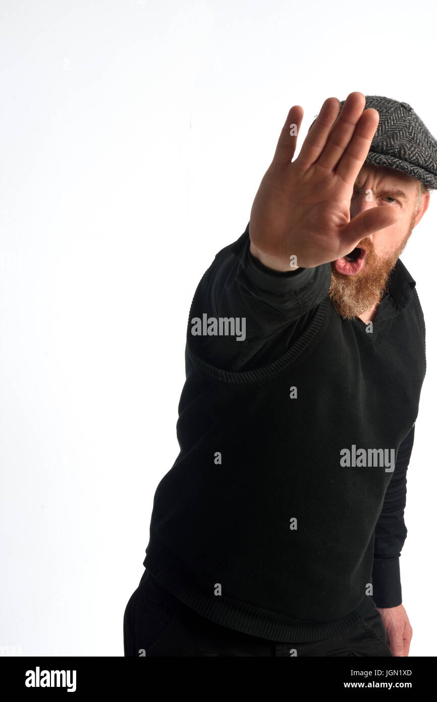 Man cap stop hand hi-res stock photography and images - Alamy