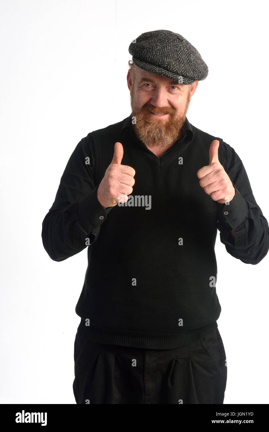 Man with ok sign on white Stock Photo - Alamy