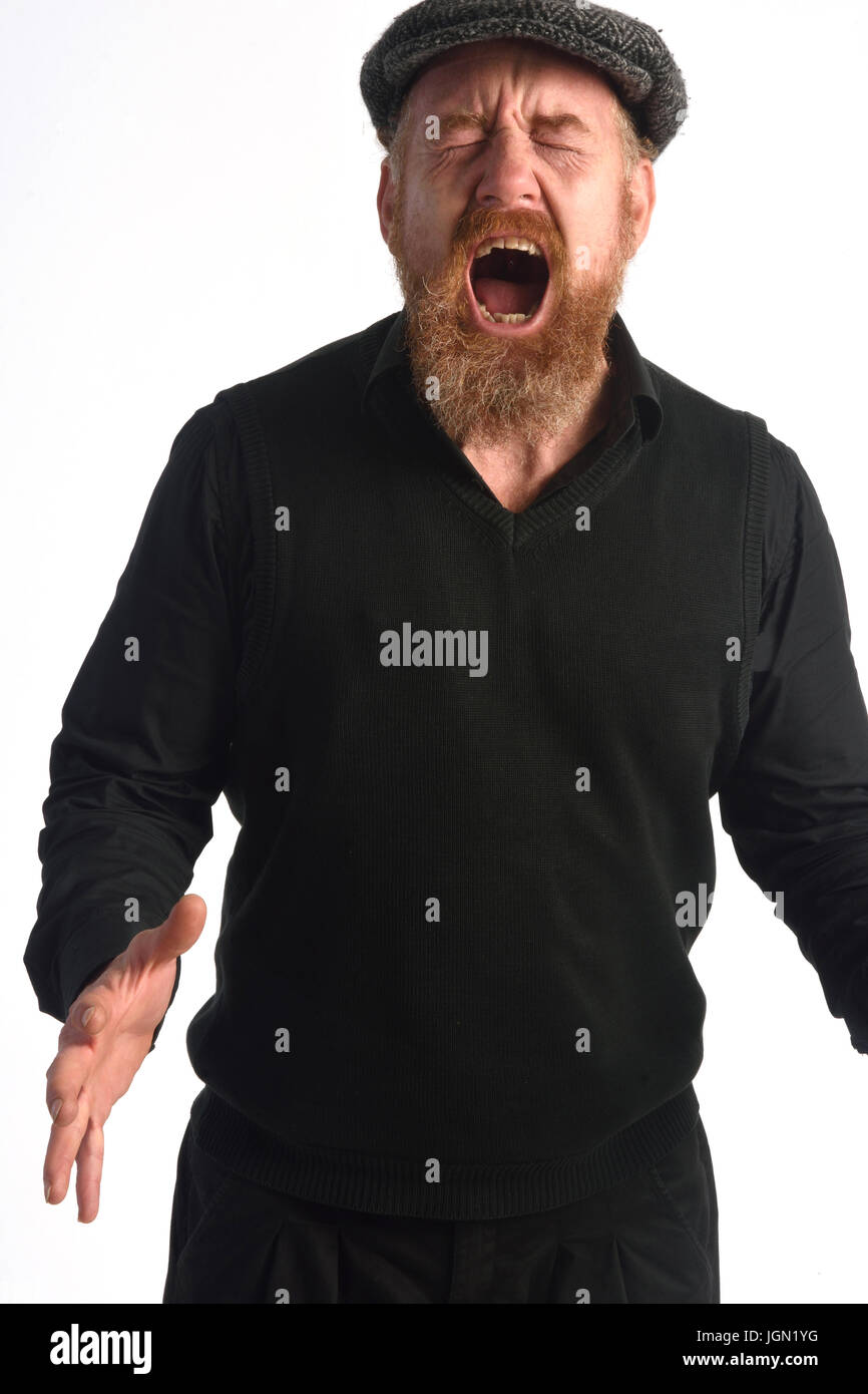Man screaming with white background Stock Photo - Alamy
