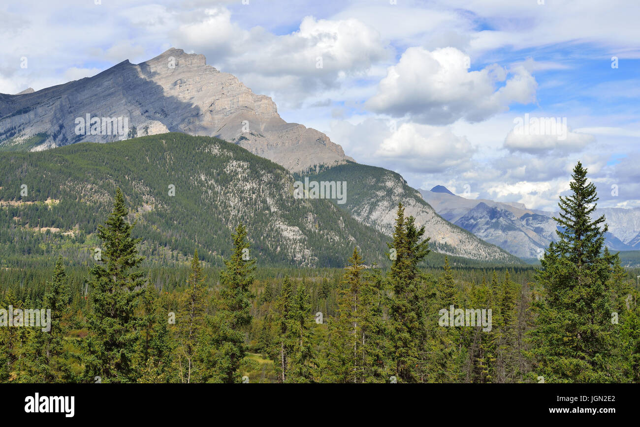 Alpine scenery along the Icefields Parkway between Jasper and Banff in ...