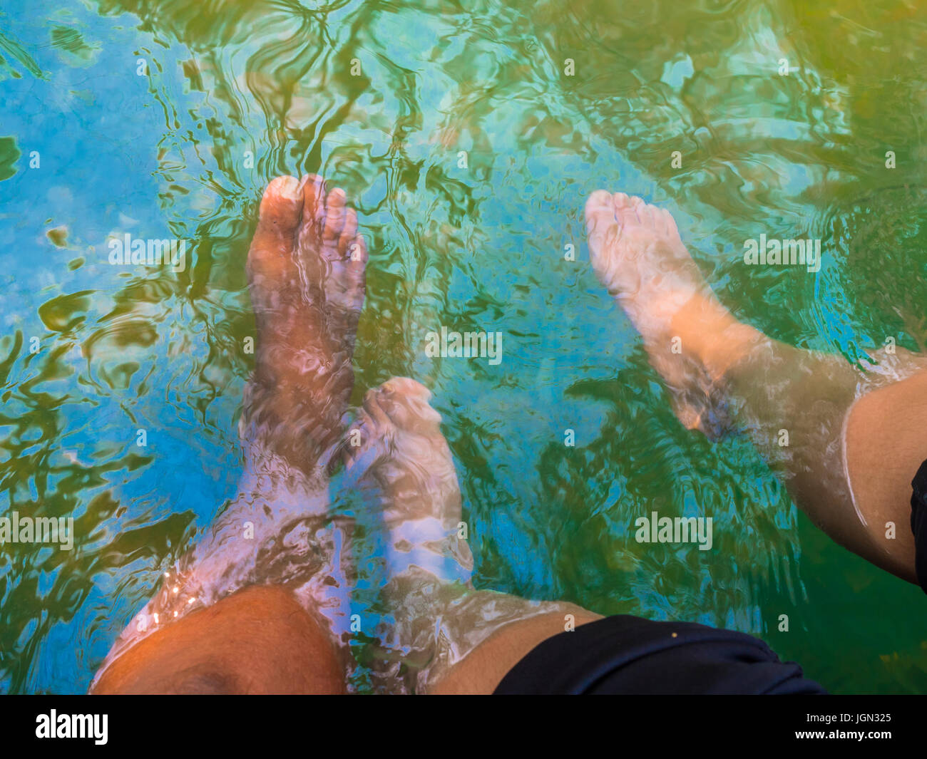 Emerald Pool Natural Hot Spring is beside a Kuimong canal Thong Phaphum ...