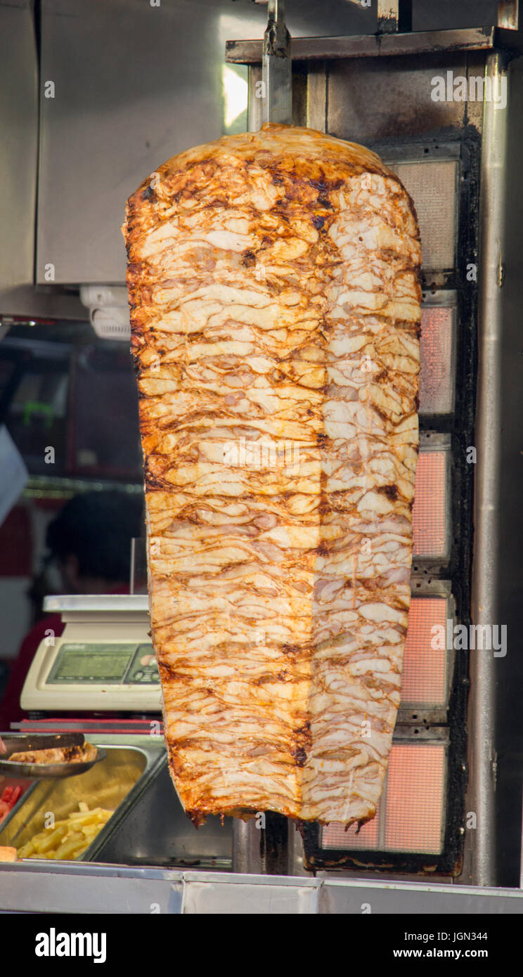 Traditional Turkish Doner Kebab on pole Stock Photo - Alamy