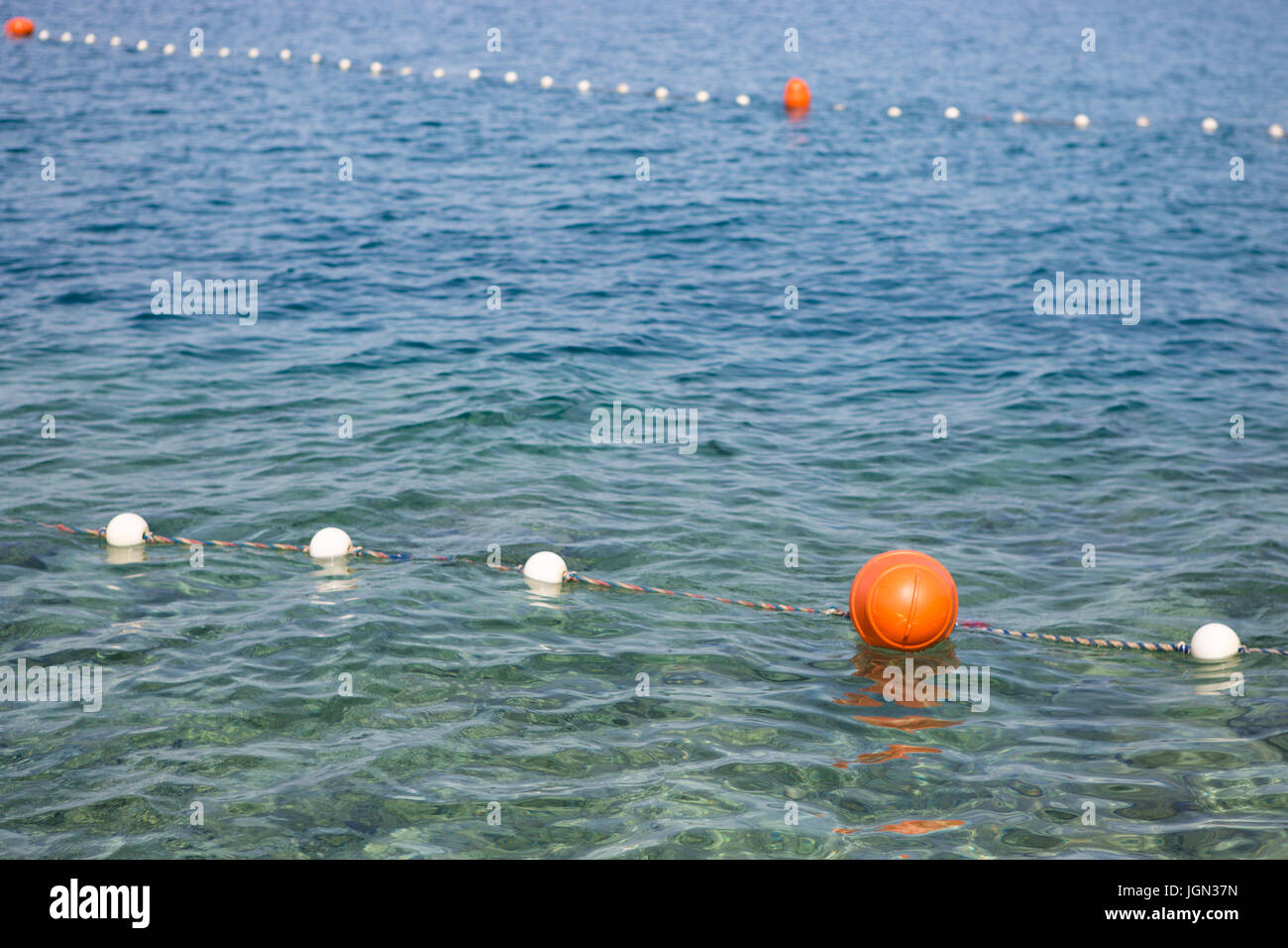 Safety bouys drifting in the Adriatic Sea to keep sailors & swimmers ...