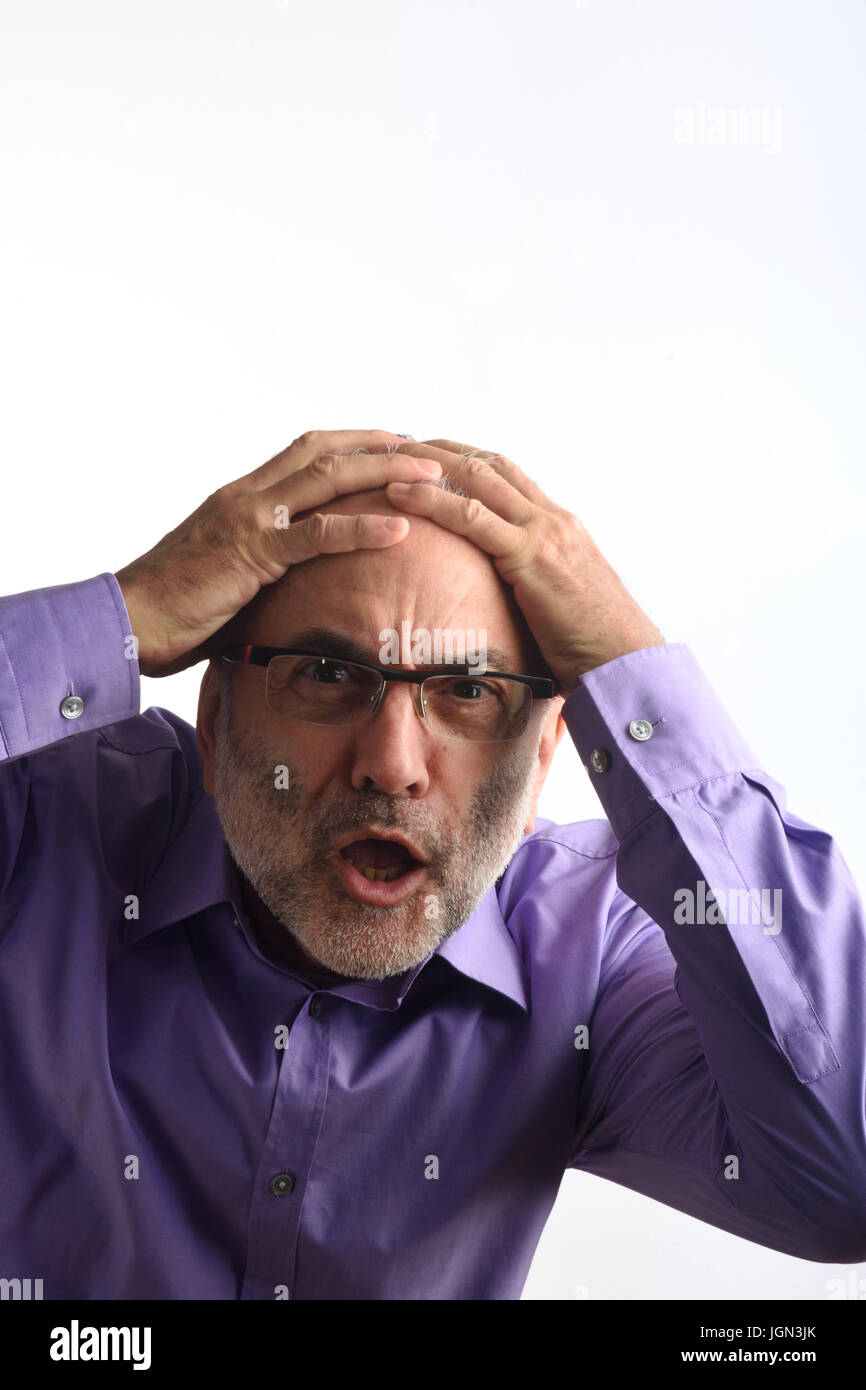 desperate man with white background Stock Photo - Alamy