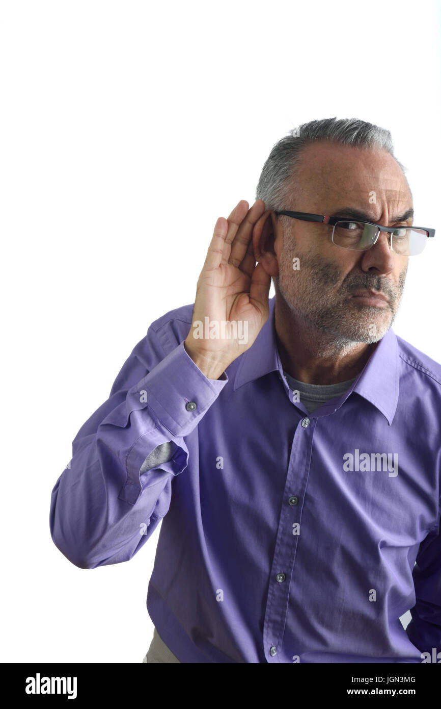Man with deafness Stock Photo - Alamy
