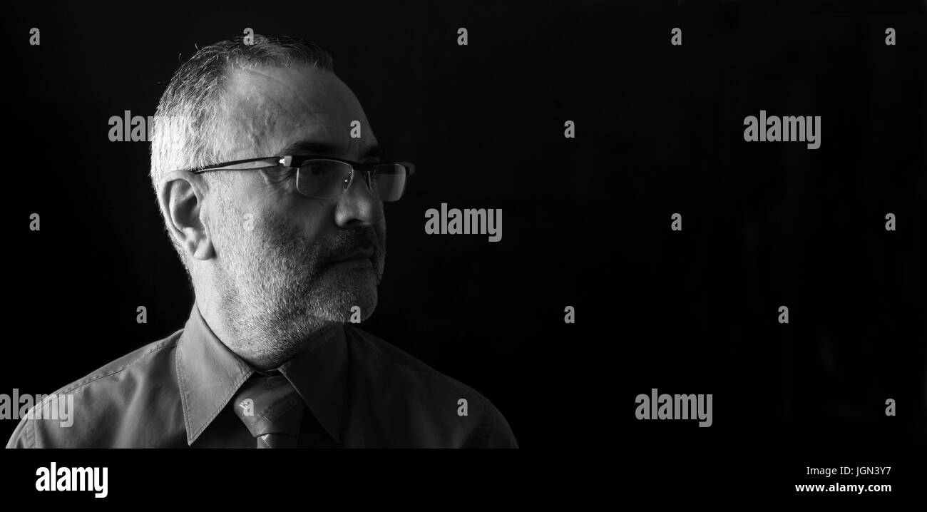 Portrait handsome middle aged man Black and White Stock Photos & Images ...
