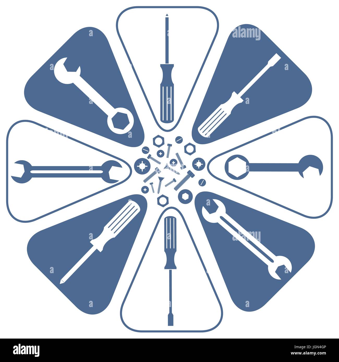 Nice picture of a colored scheme with different tools on a white ...