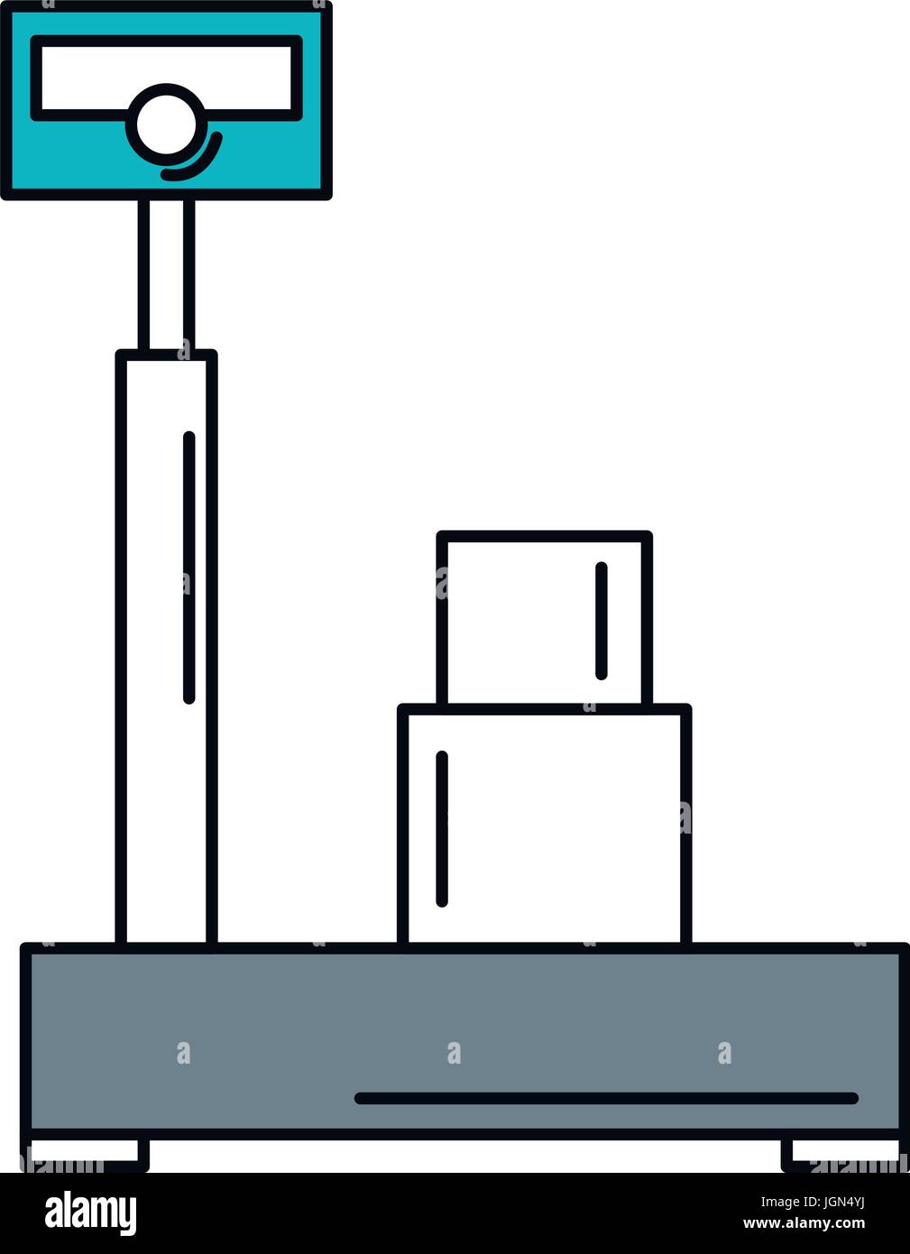 balance scale warehouse with box vector illustration design Stock ...