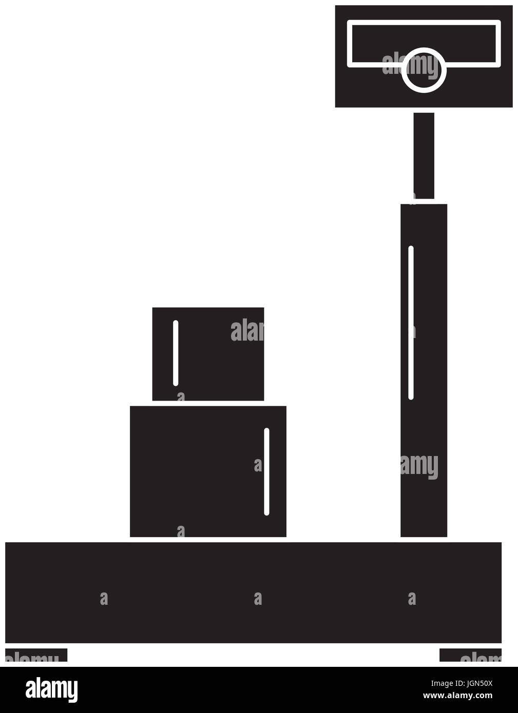 balance scale warehouse with box vector illustration design Stock ...