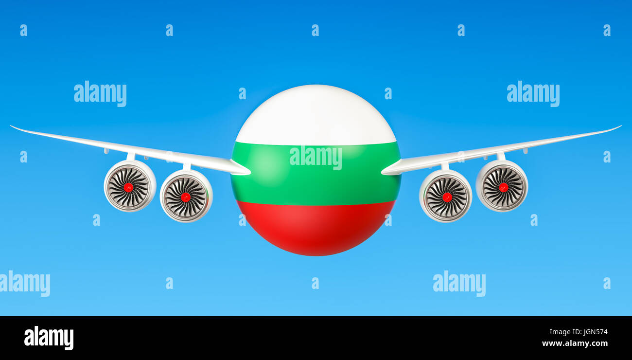 Bulgarian airlines and flying's, flights to Bulgaria concept. 3D ...