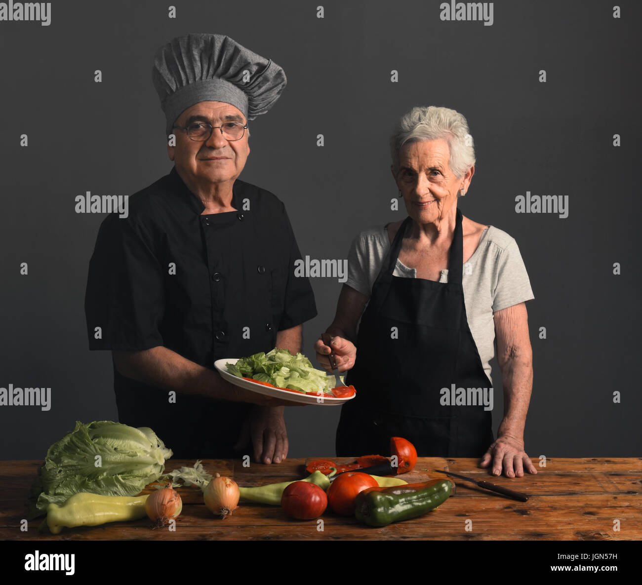 older couple cooks Stock Photo - Alamy