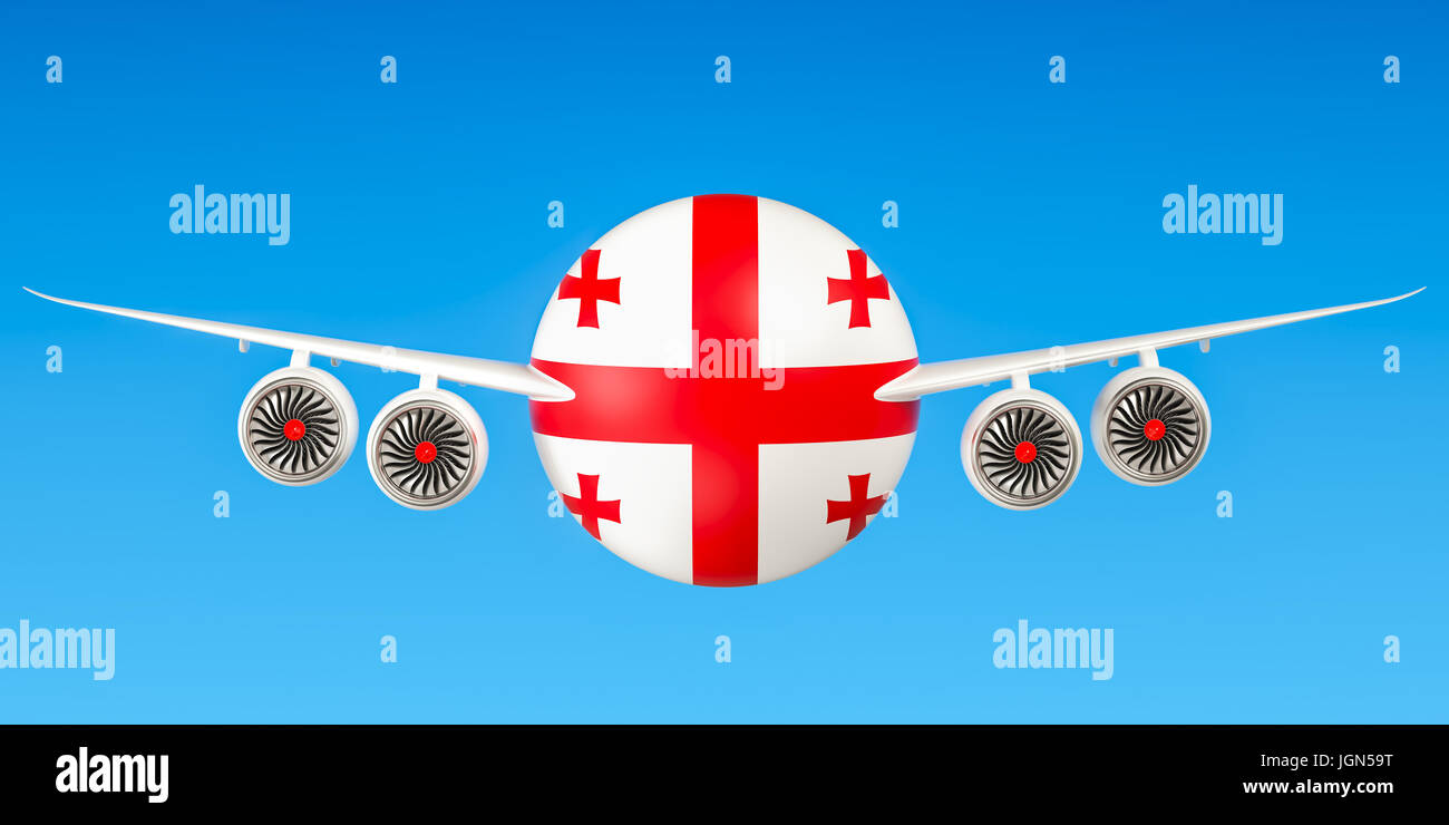 Georgian airlines and flying's, flights to Georgia concept. 3D ...
