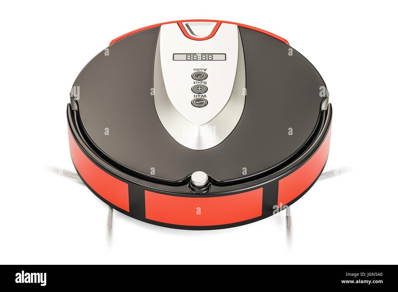 Red robotic vacuum cleaner, 3D rendering isolated on white background ...