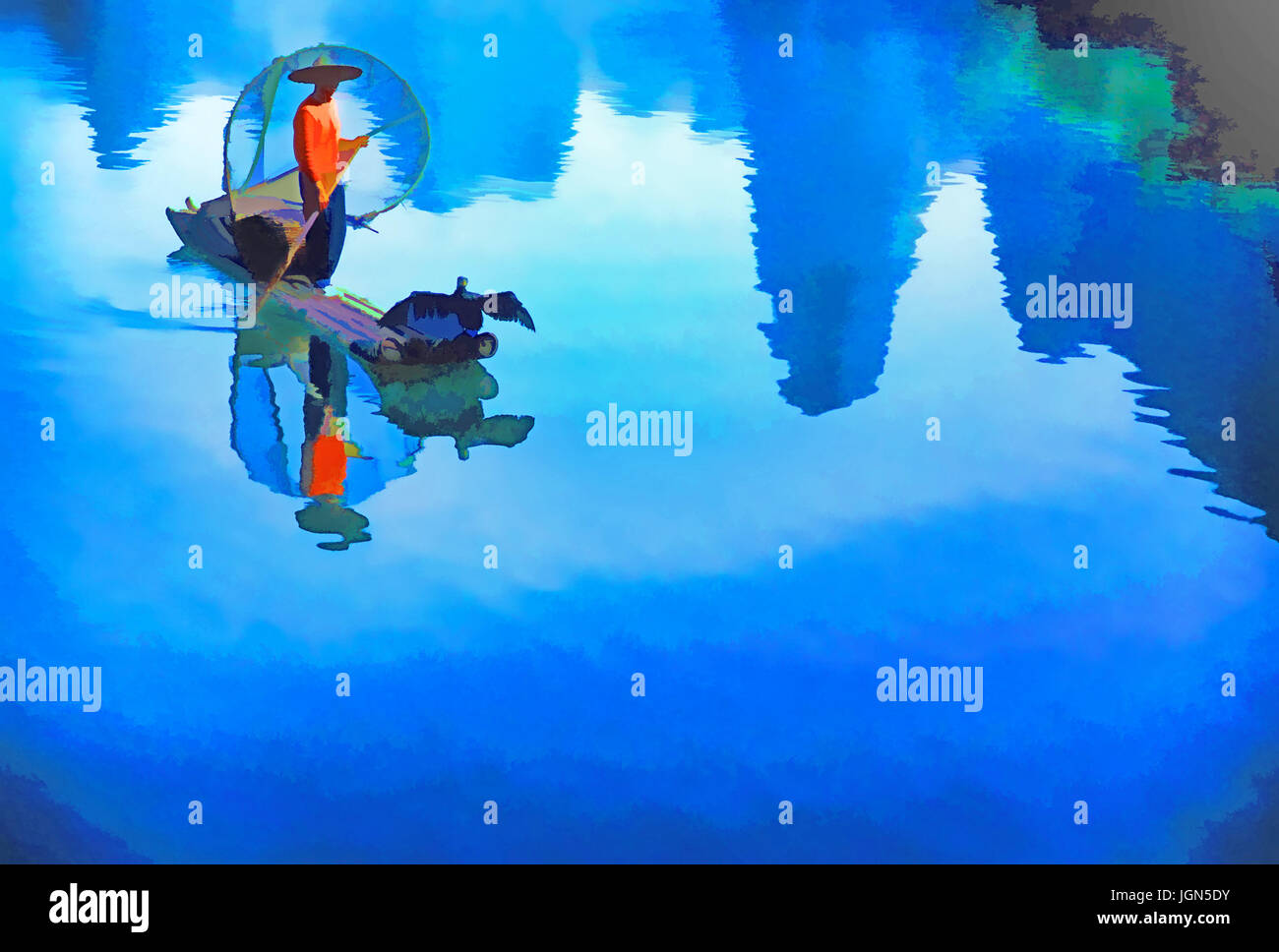 Bamboo raft chinese art hi-res stock photography and images - Alamy