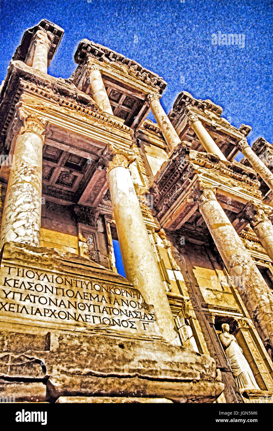 Ephesus, Turkey: Library of Celsus. --Digital photo art painting Stock ...