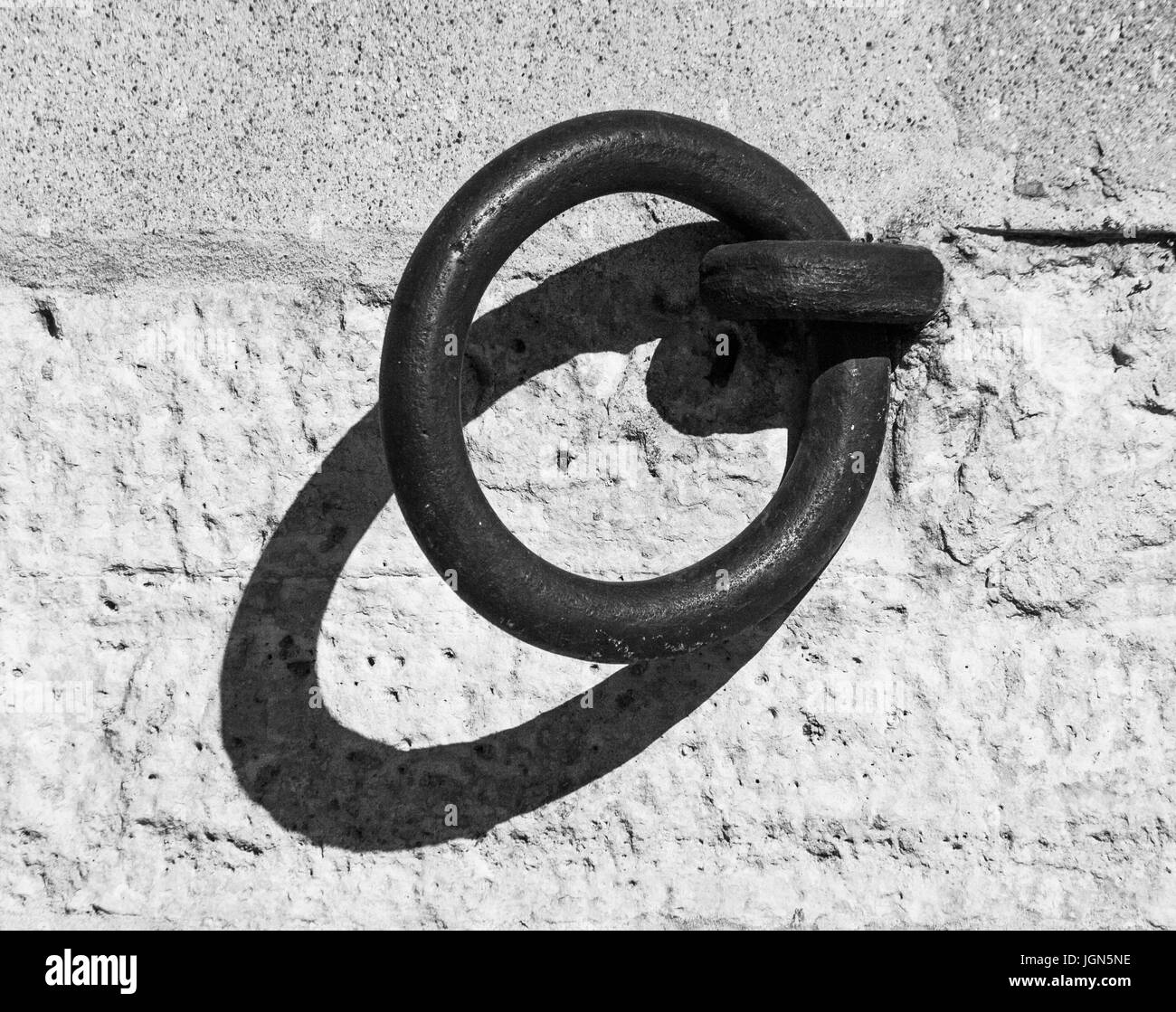PARIS, FRANCE – 21 SEPTEMBER 2012: Steel ring for mooring on the ...