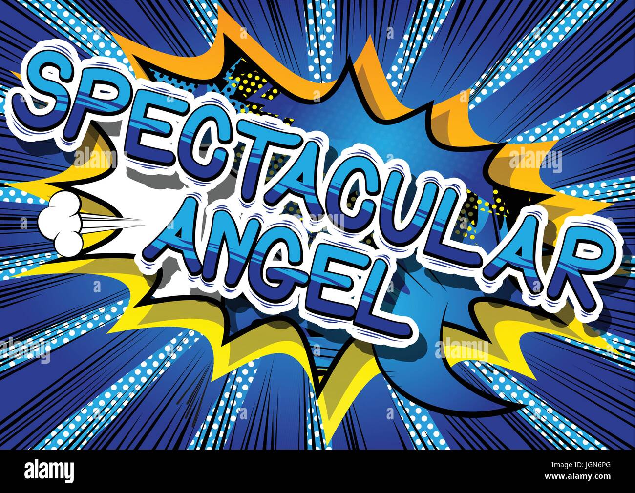 Spectacular Angel - Comic book style phrase on abstract background ...
