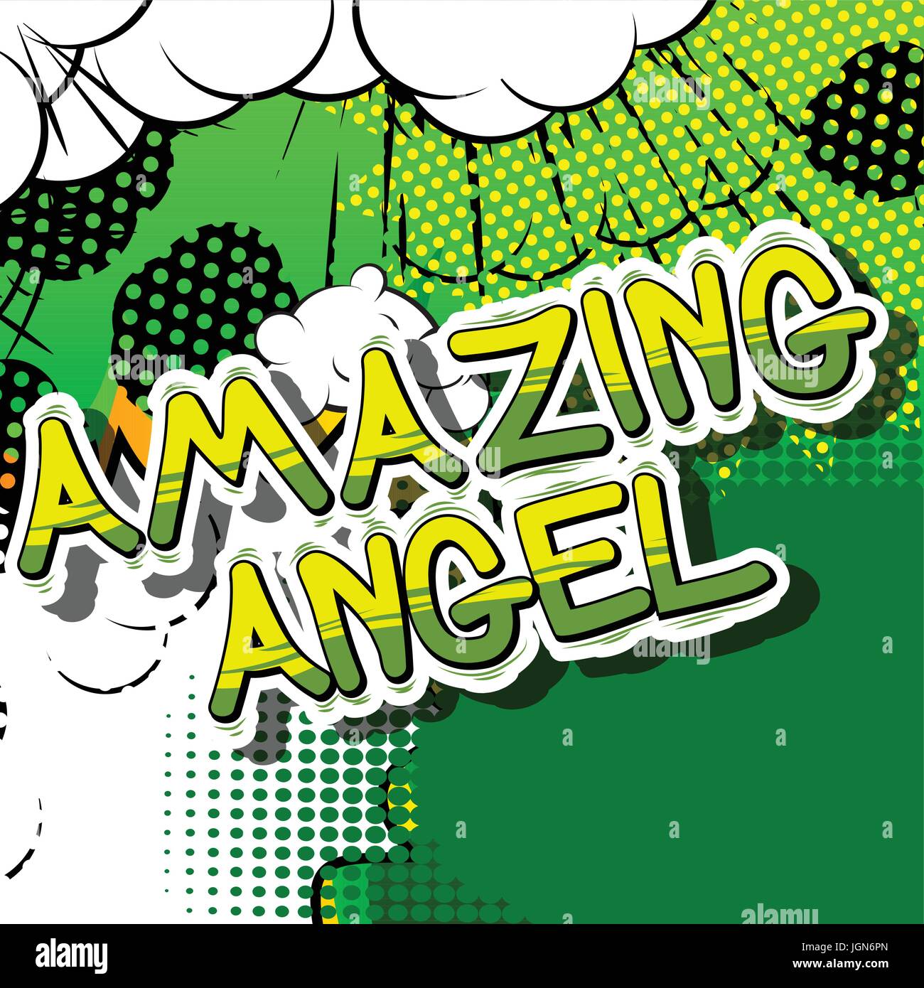 Amazing Angel - Comic book style phrase on abstract background Stock ...