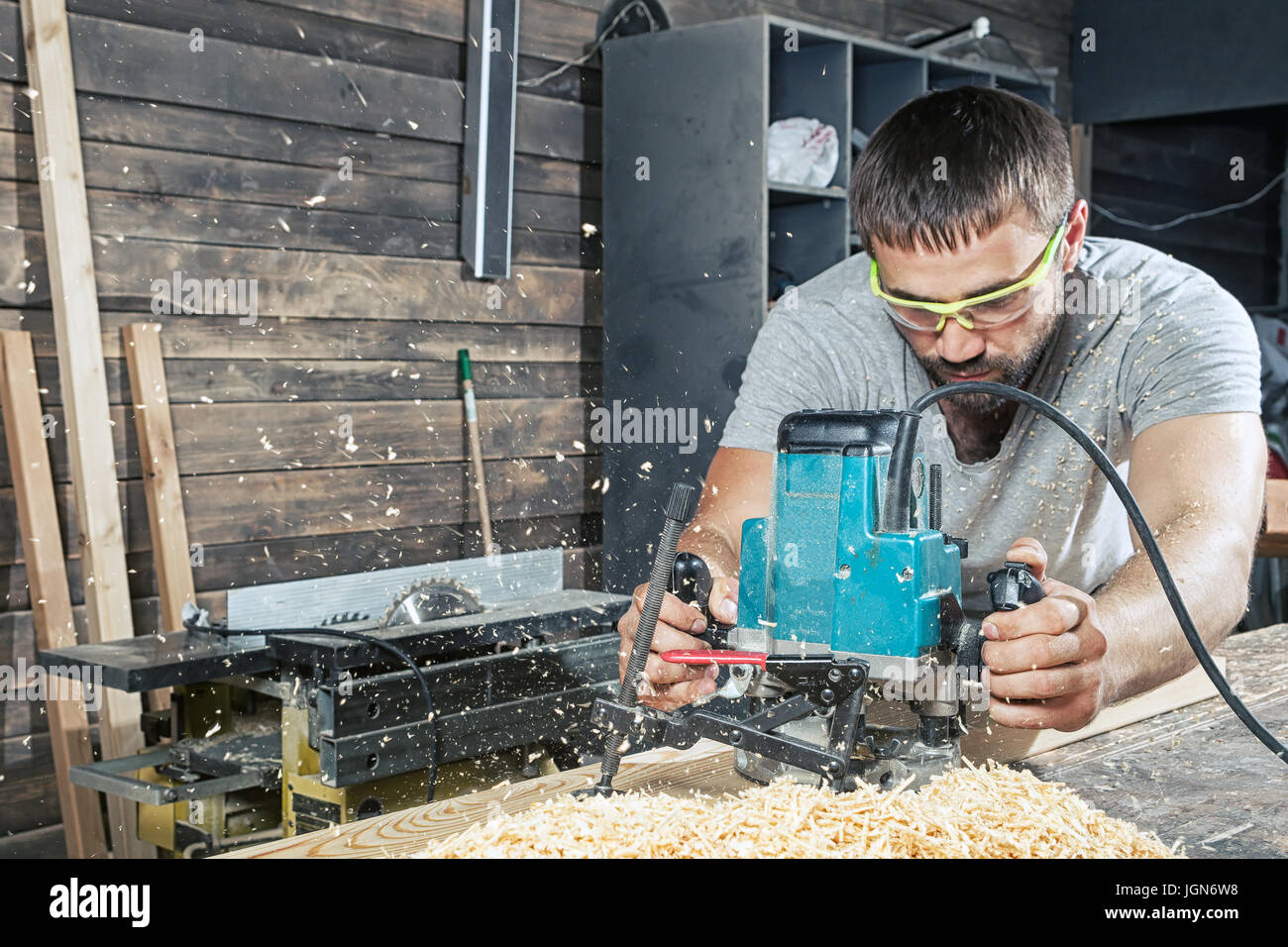 Safety glasses milling machine hi-res stock photography and images - Alamy