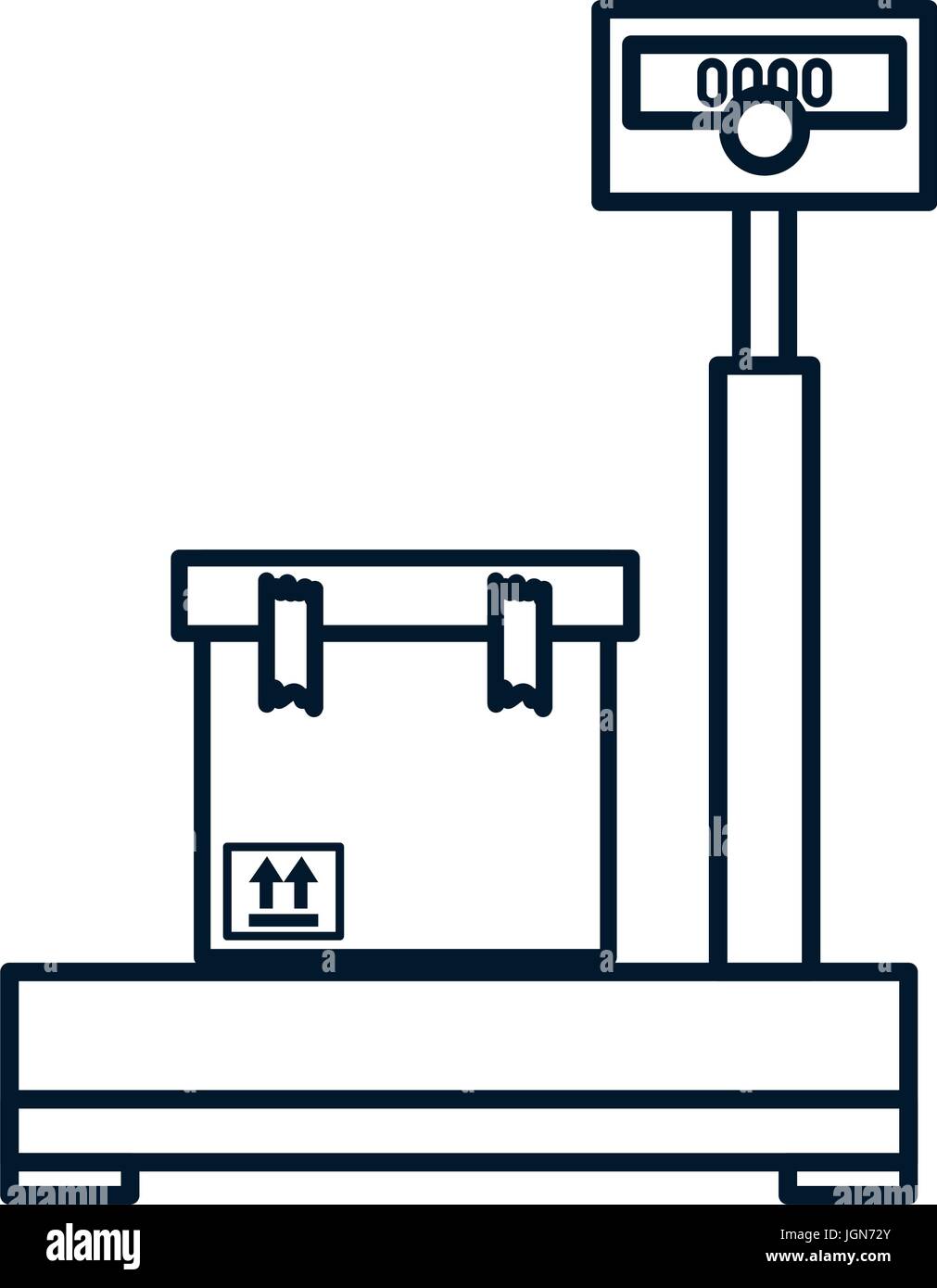 balance scale warehouse with box vector illustration design Stock ...