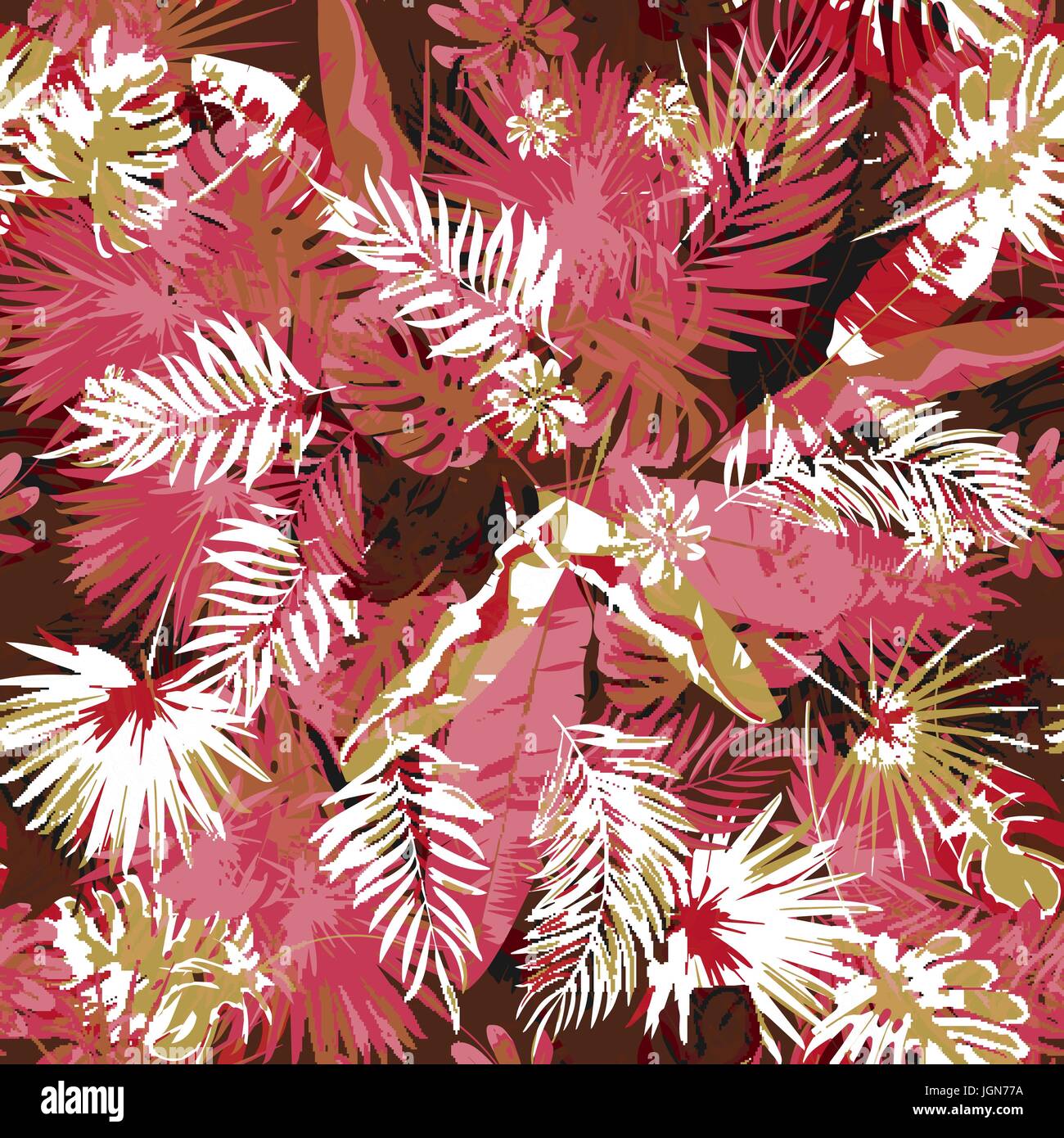 Tropical floral seamless palm trees pattern a camouflage background ...