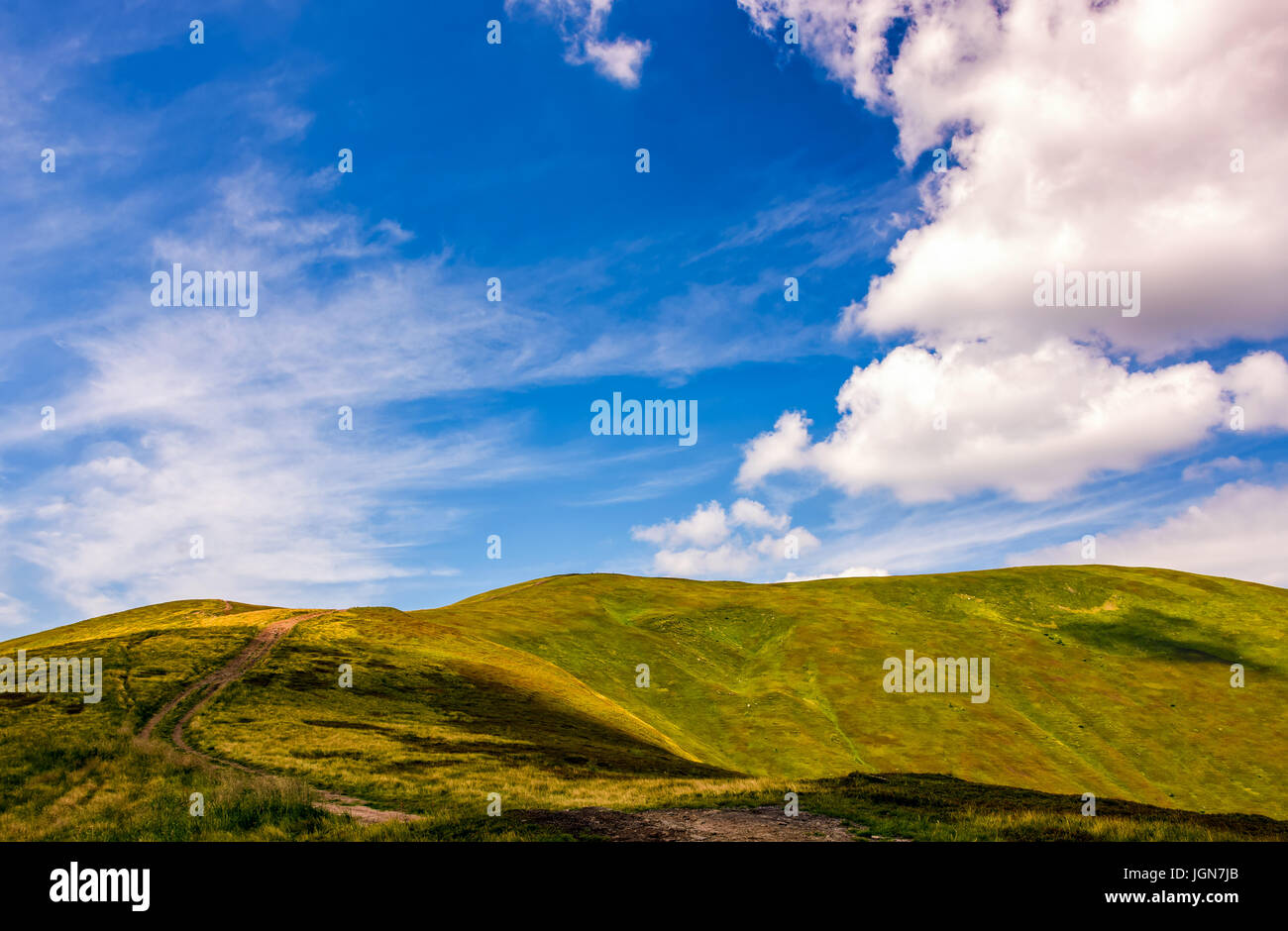 beautiful summer landscape in mountains. fine weather with blue sky and ...