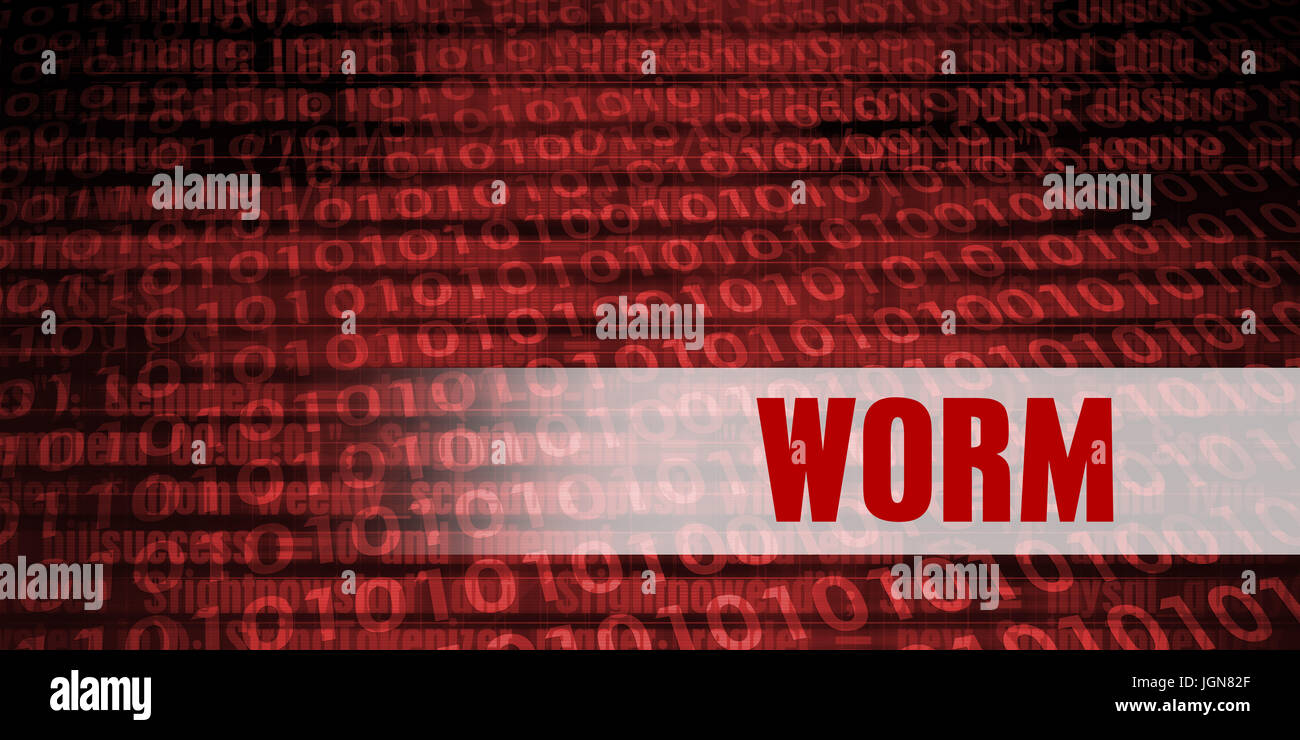 Worm Security Warning on Red Binary Technology Background Stock Photo ...