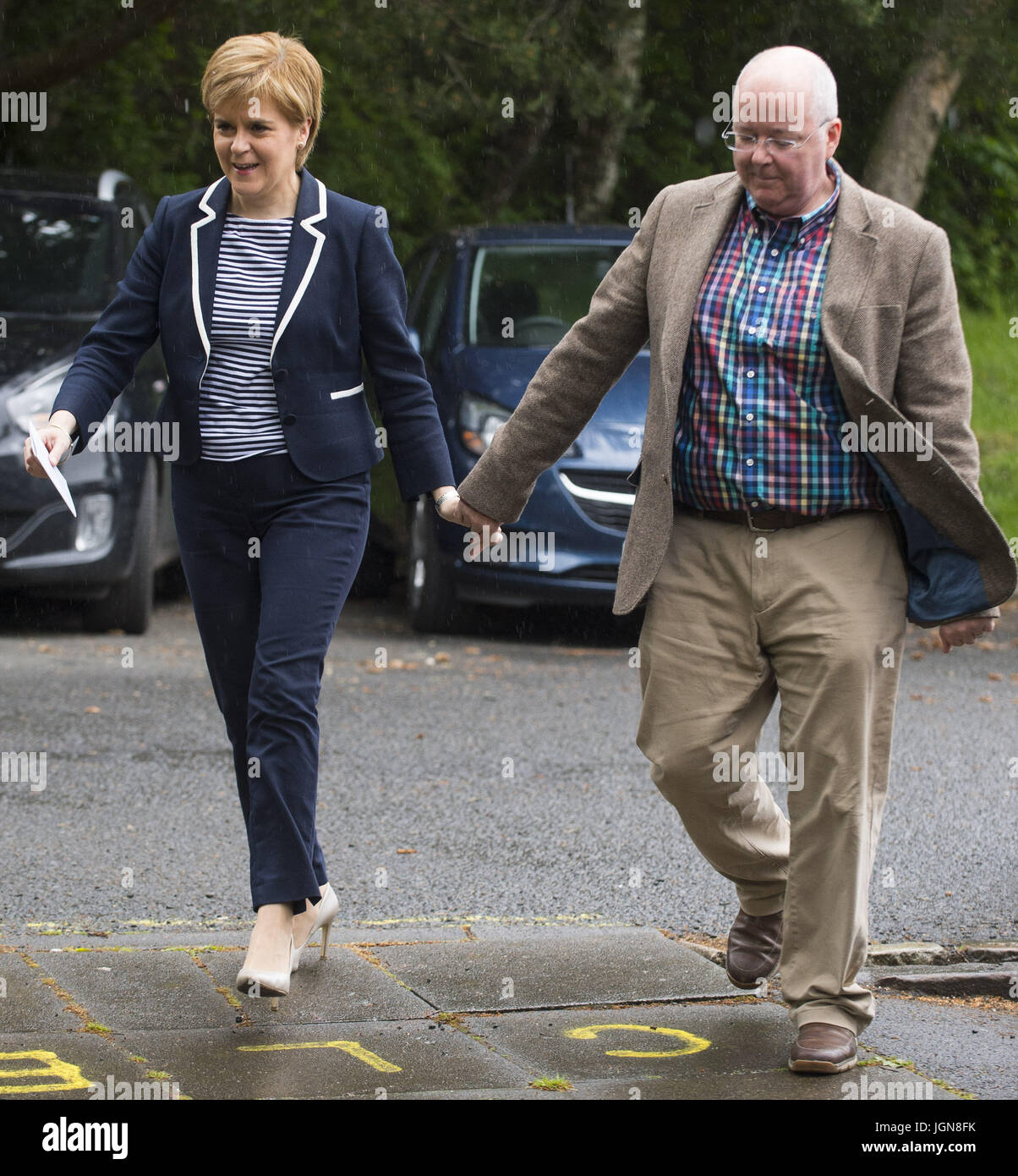 SNP Leader and Scotland's First Minister casts her vote at Broomhouse ...