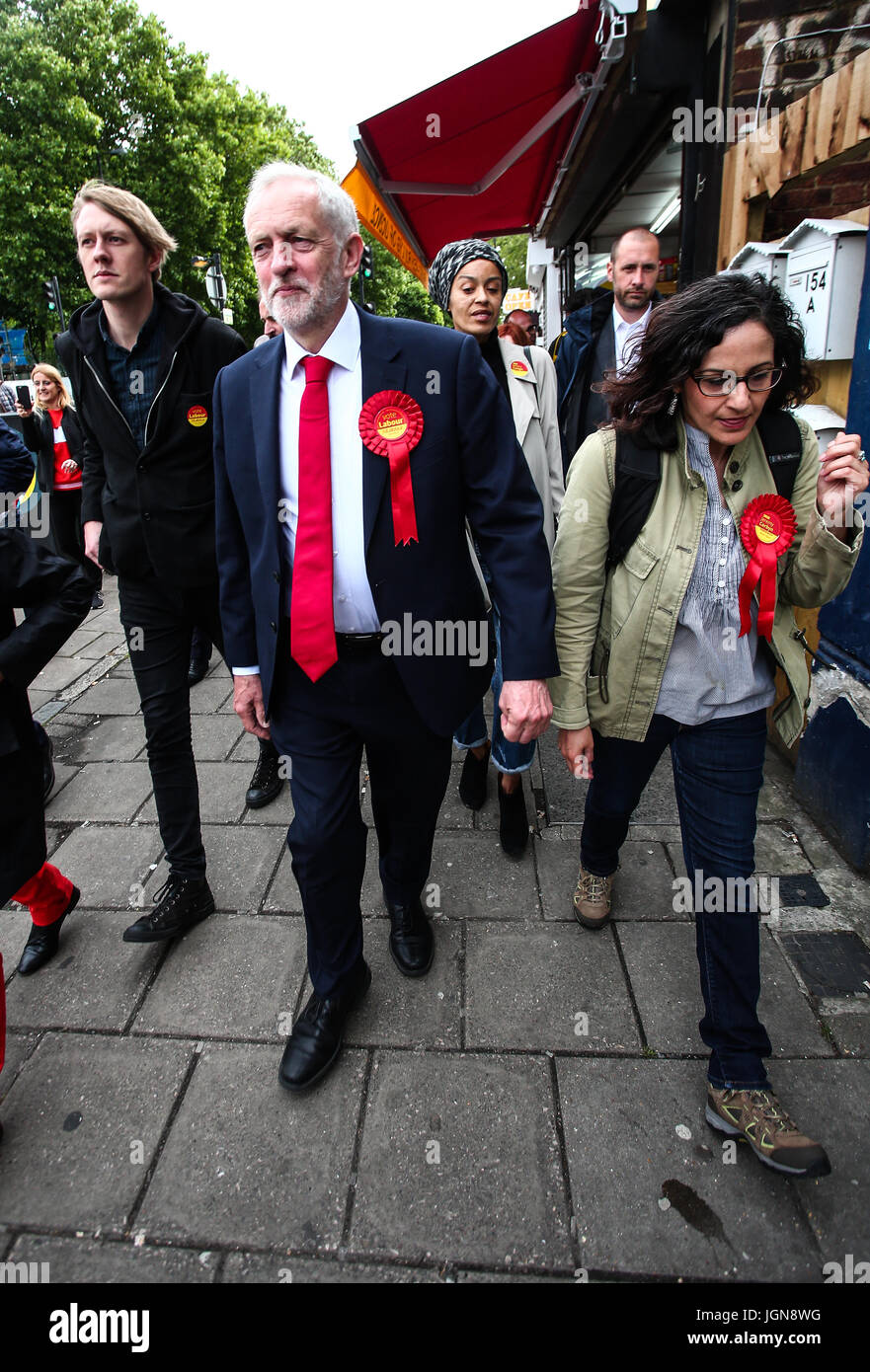 Labour leader Jeremy Corbyn goes to cast his vote in the 2017 General ...