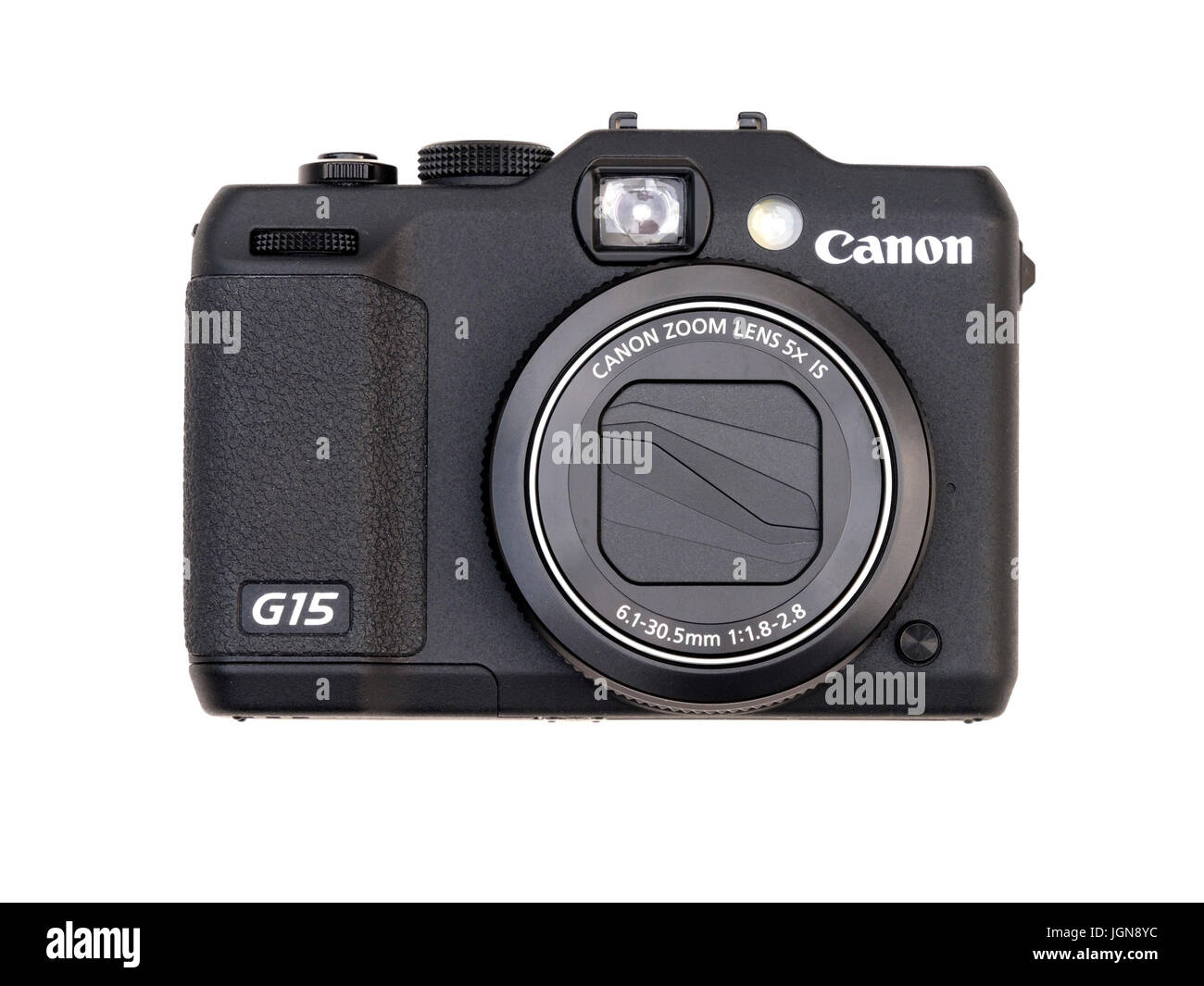 Front view of Canon Powershot G15 compact digital camera on white ...
