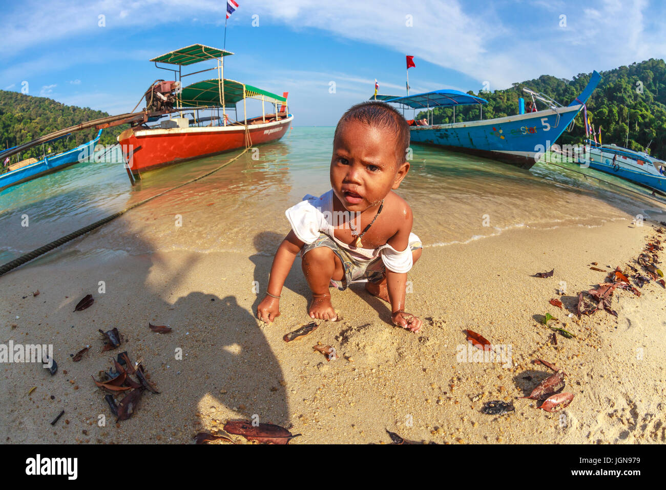 Sad lone baby Stock Photo - Alamy