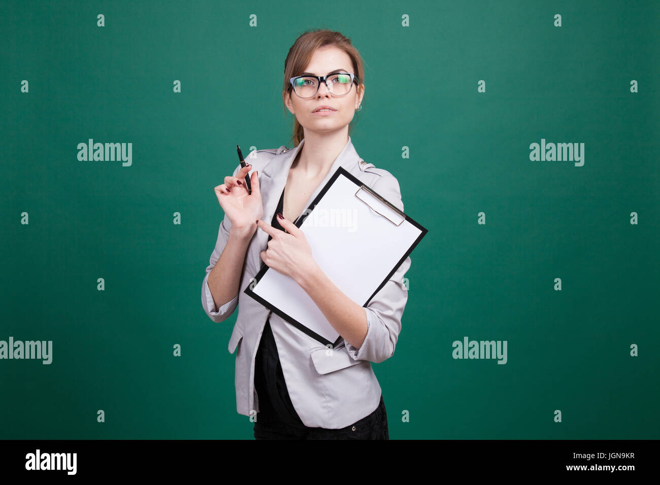 business woman secretary stands with folder Stock Photo - Alamy