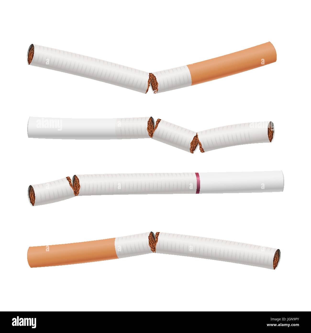 Broken Cigarettes Set Vector. Smoking Kills. Quit Smoking Concept ...