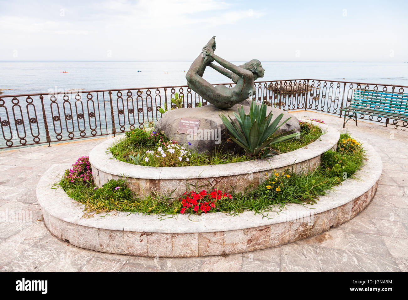 GIARDINI NAXOS, ITALY - JUNE 28, 2017: statue L' Arco (Arch) on ...