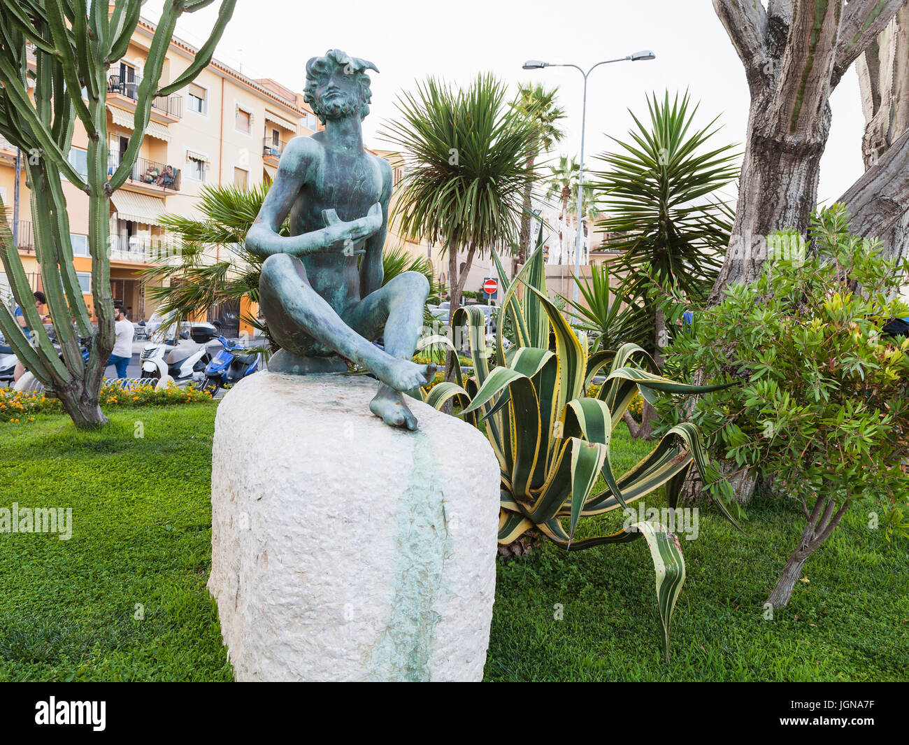 GIARDINI NAXOS, ITALY - JUNE 30, 2017: Sileno (Silenus) statue on ...