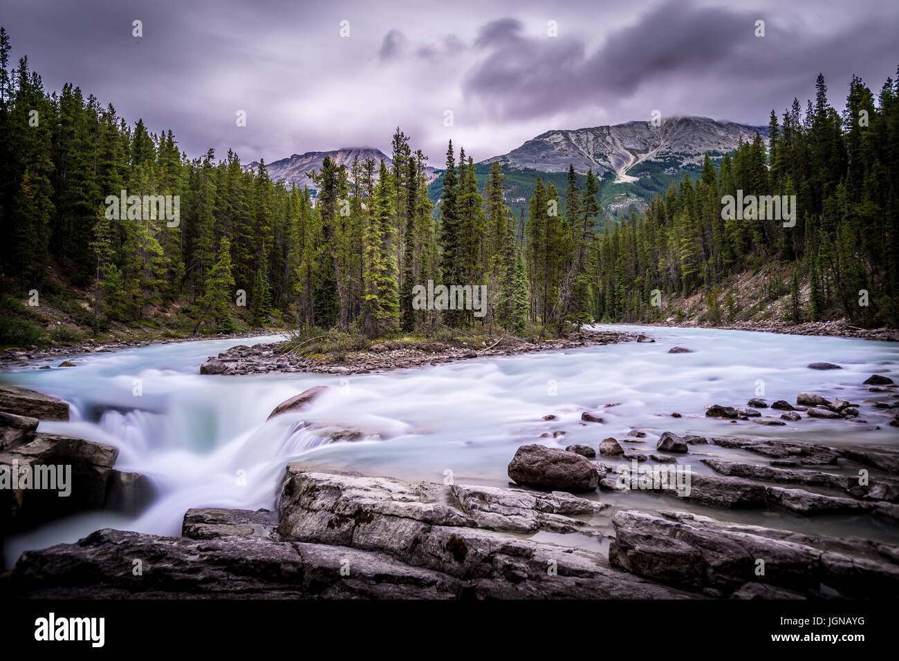 Sunwapta Falls in Jasper NP, Alberta, Canada Stock Photo - Alamy