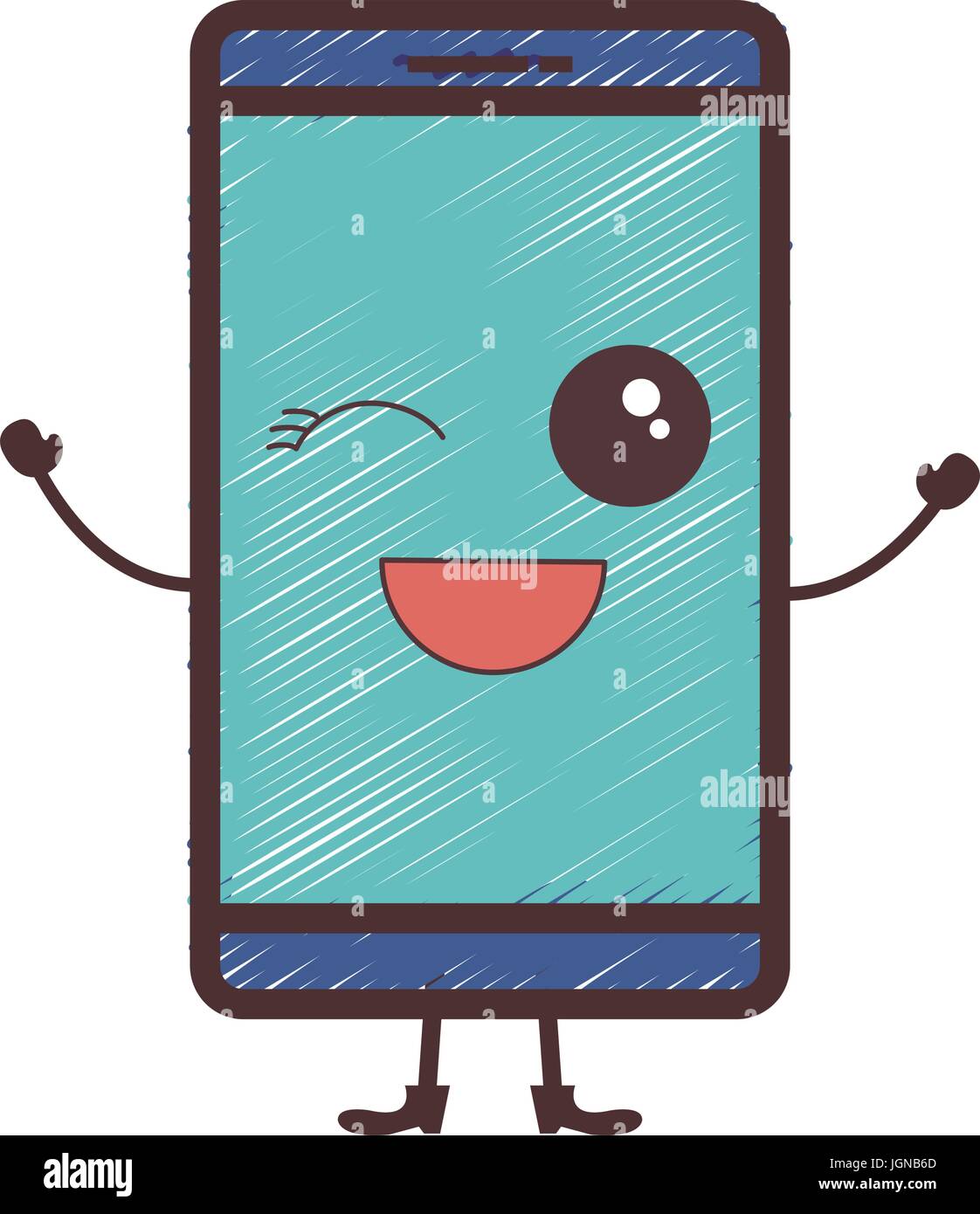 smartphone device kawaii character vector illustration design Stock ...