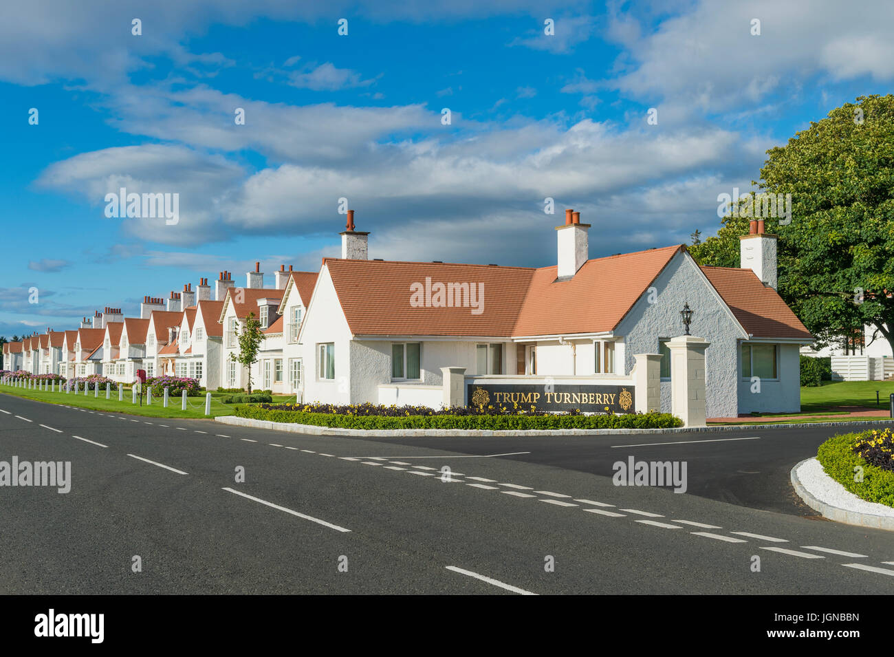 Turnberry, Scotland, UK - August 4, 2016: The main entrance to Trump ...