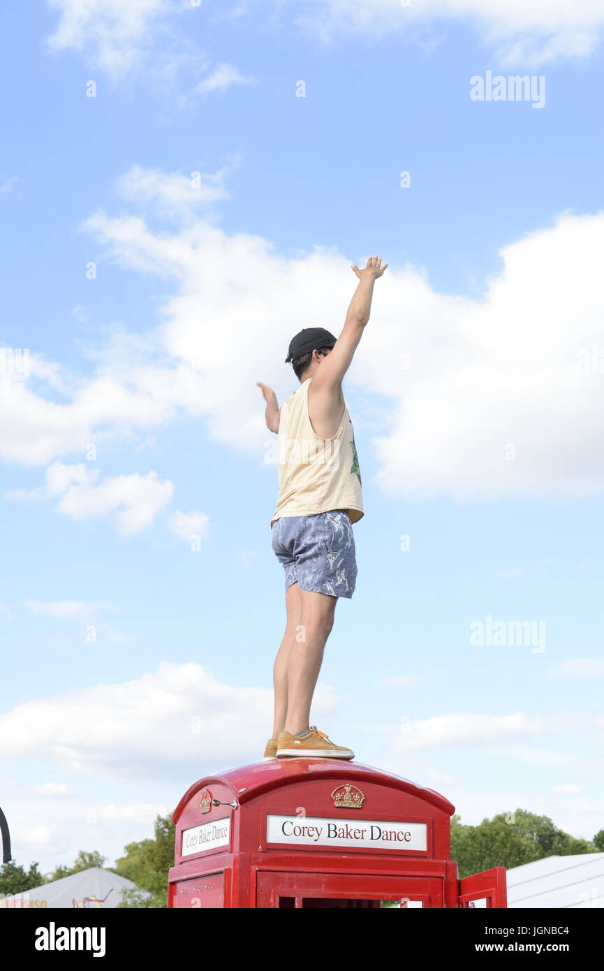 Dancing on a phone box, Corey Baker dance Stock Photo - Alamy