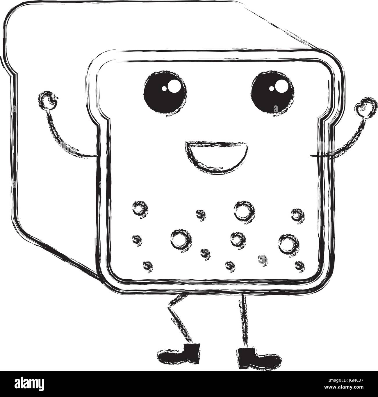 toast bread kawaii character vector illustration design Stock Vector ...