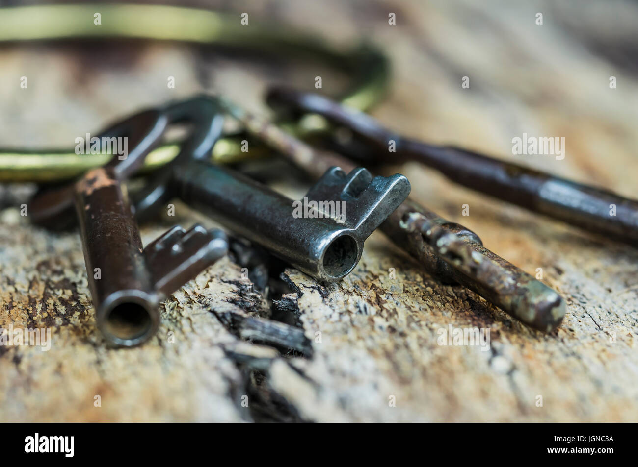 Old prison skeleton keys close up shot Stock Photo - Alamy