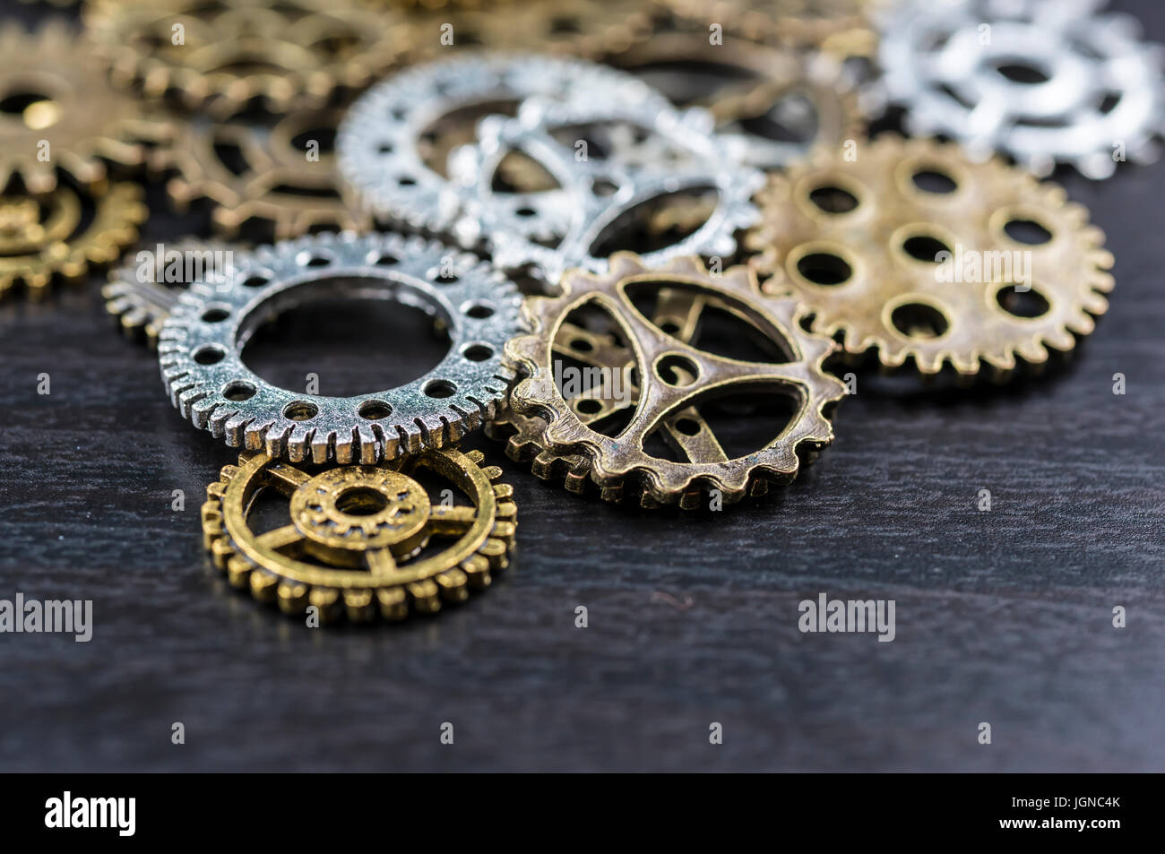 Macro shot of an assortment of metal gears Stock Photo - Alamy